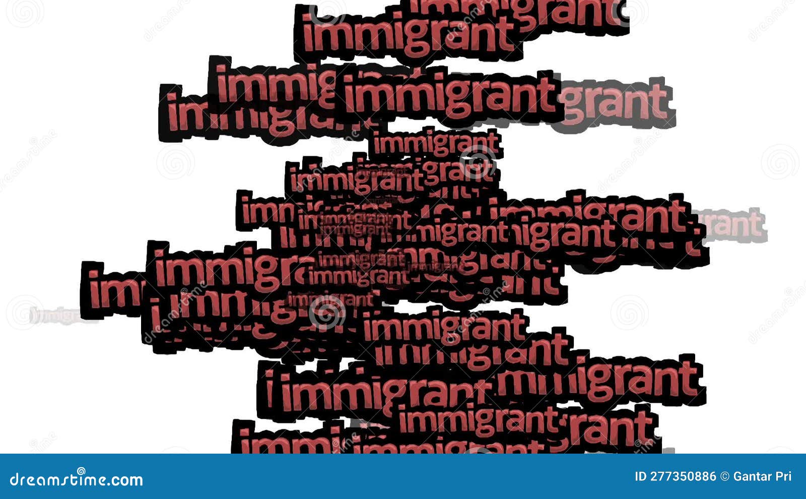 Animated Video Scattered with the Words IMMIGRANT on a White Background ...