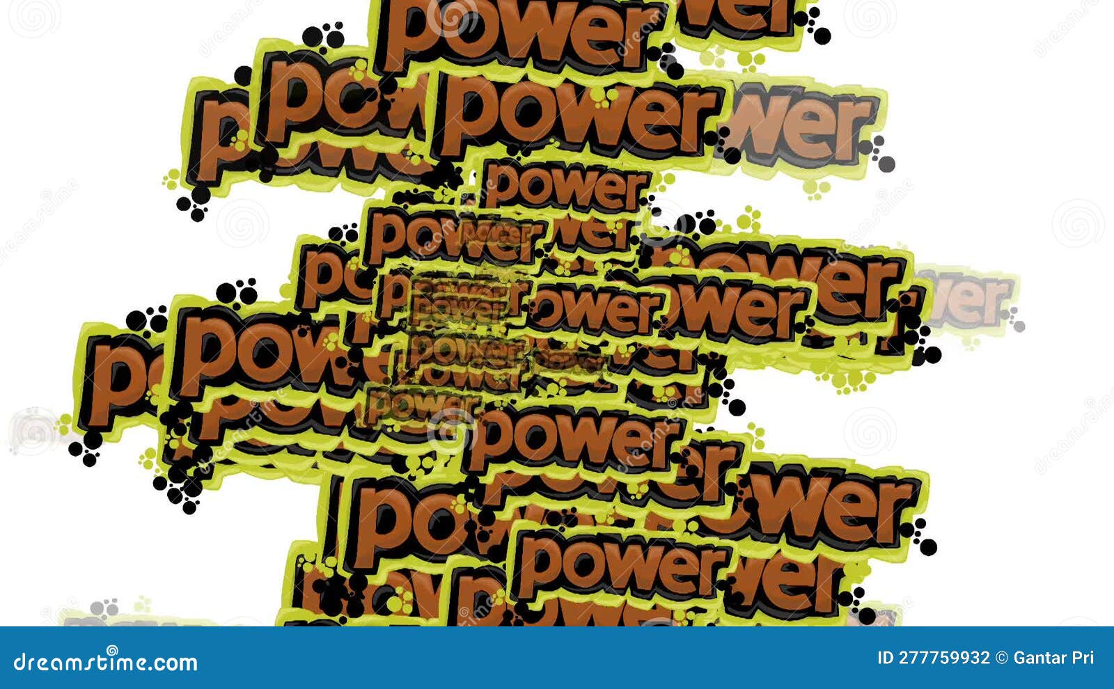 Animated Video Scattered with the Words POWER on a White Background ...