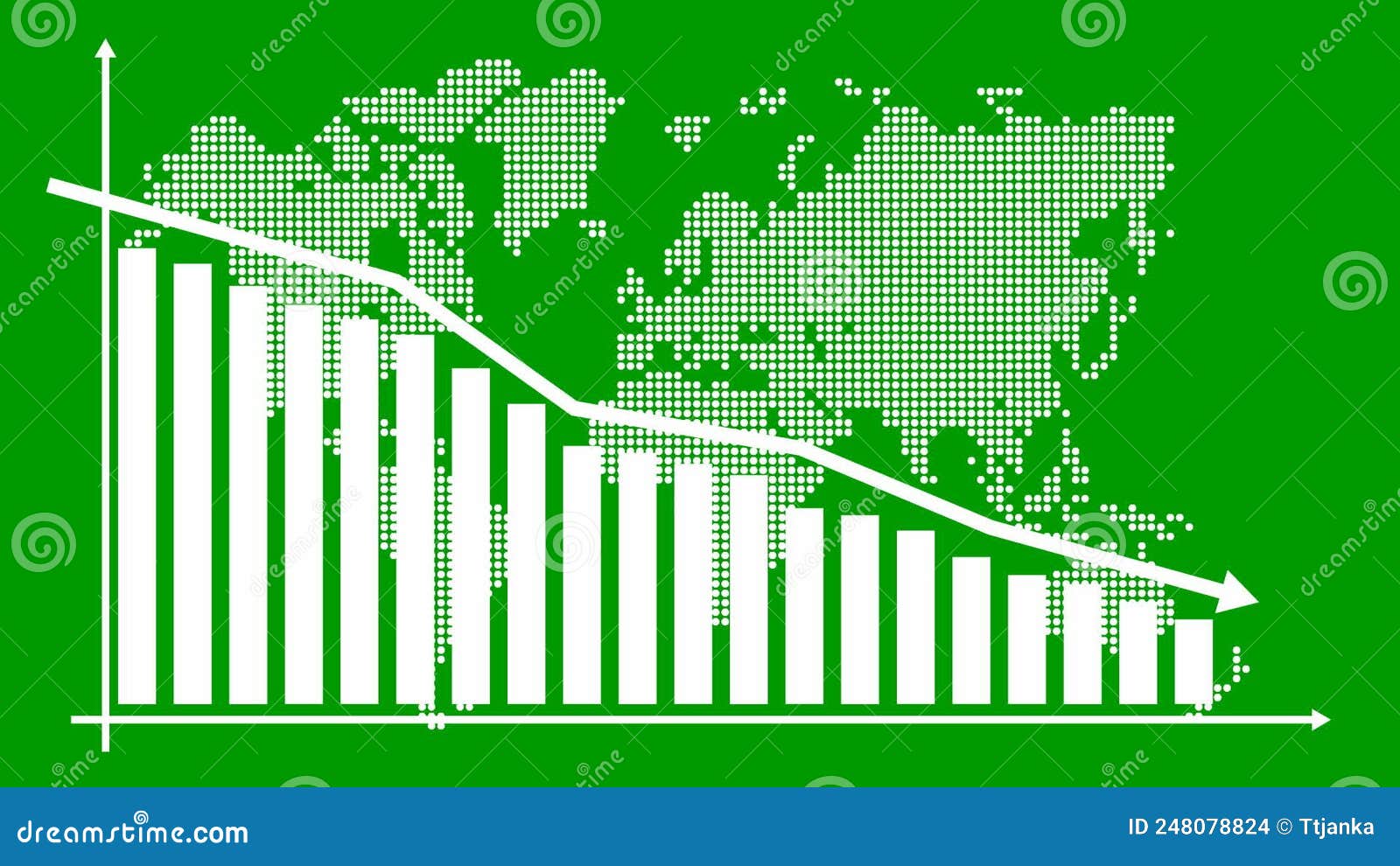 Animated White Chart of Financial Decline with a Trend Line Chart ...
