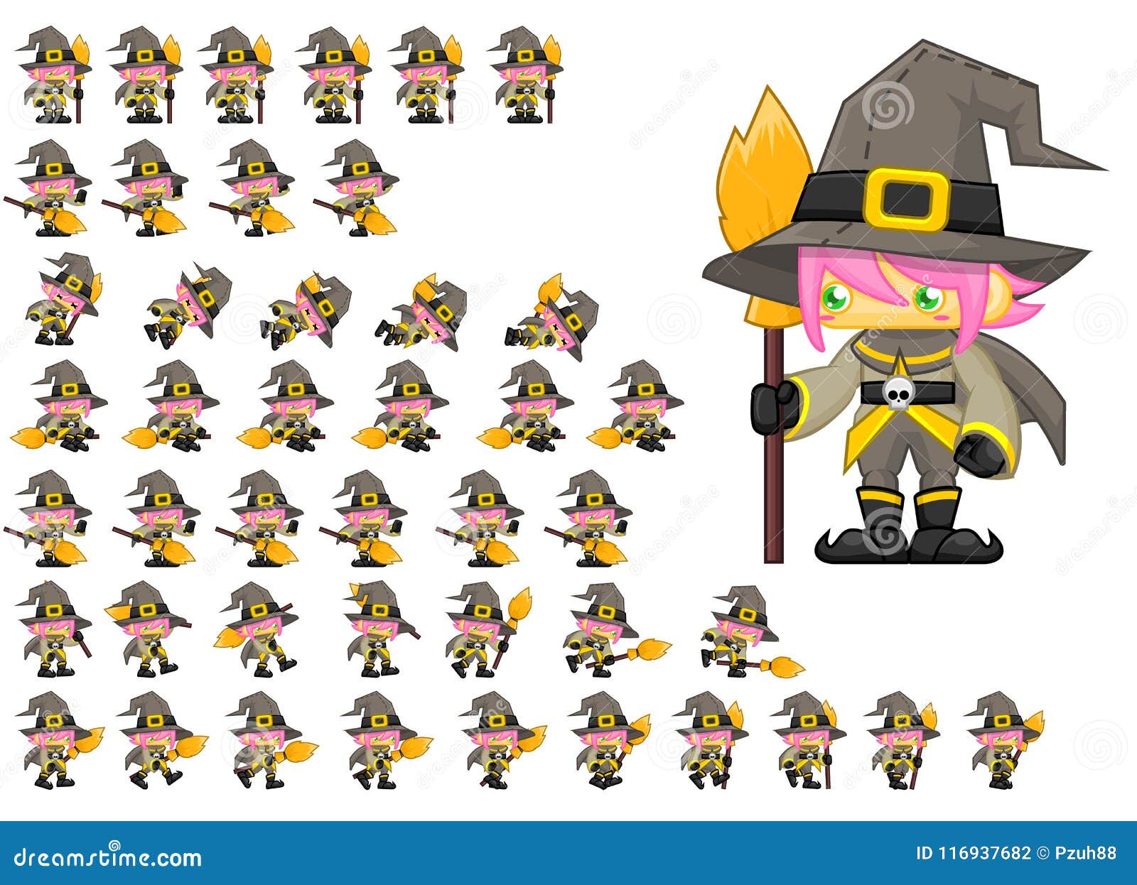 Animated Witch Character Sprites Stock Vector - Illustration of ... Animated Witch Character Sprites Stock Vector - Illustration of ...