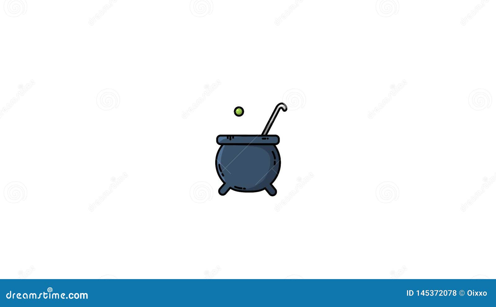Animated Witch`s Cauldron with Boiling Potion for Halloween. Flat Style ...