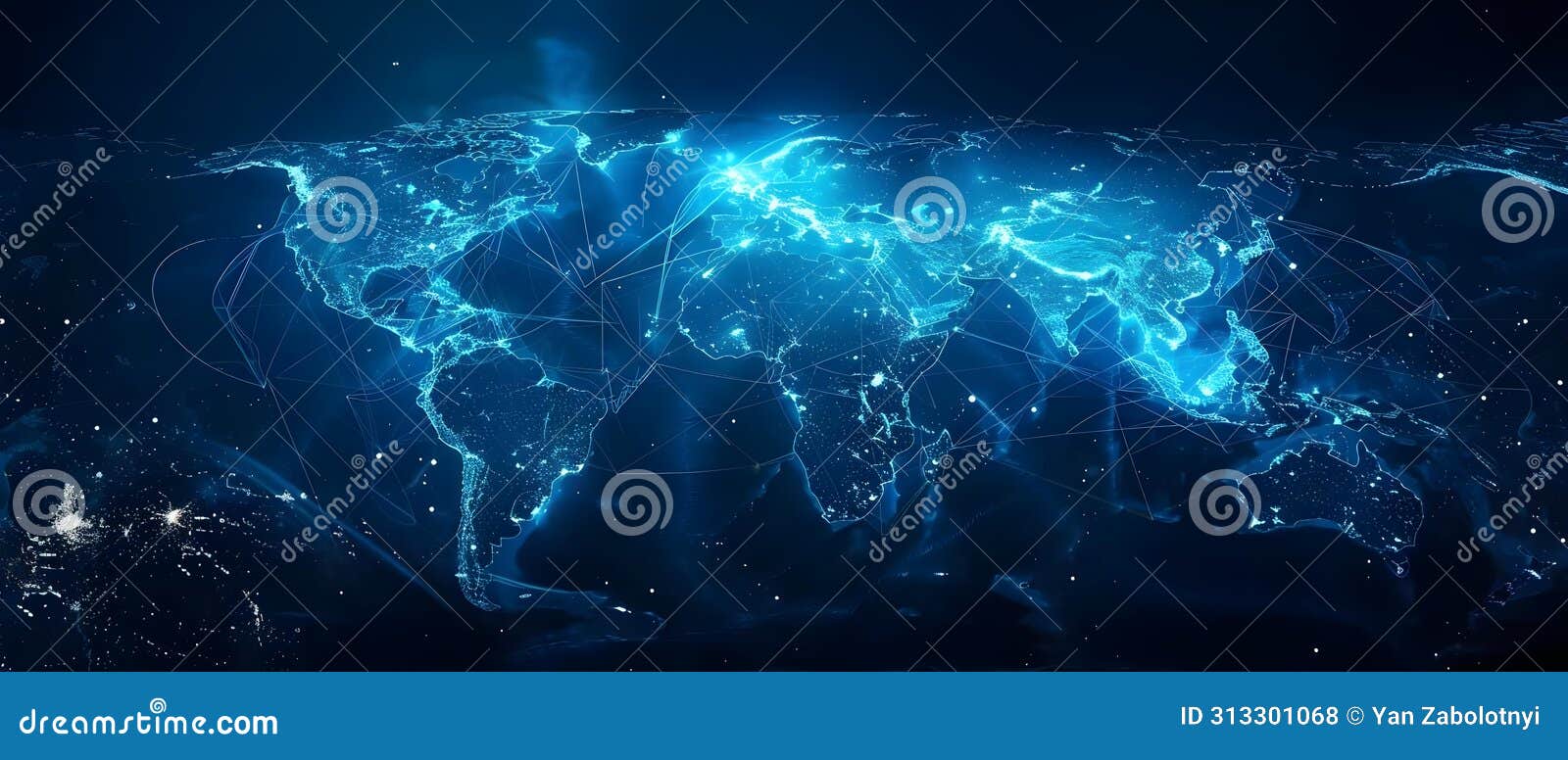 An Animated World Map with Glowing Connections in Various Locations ...