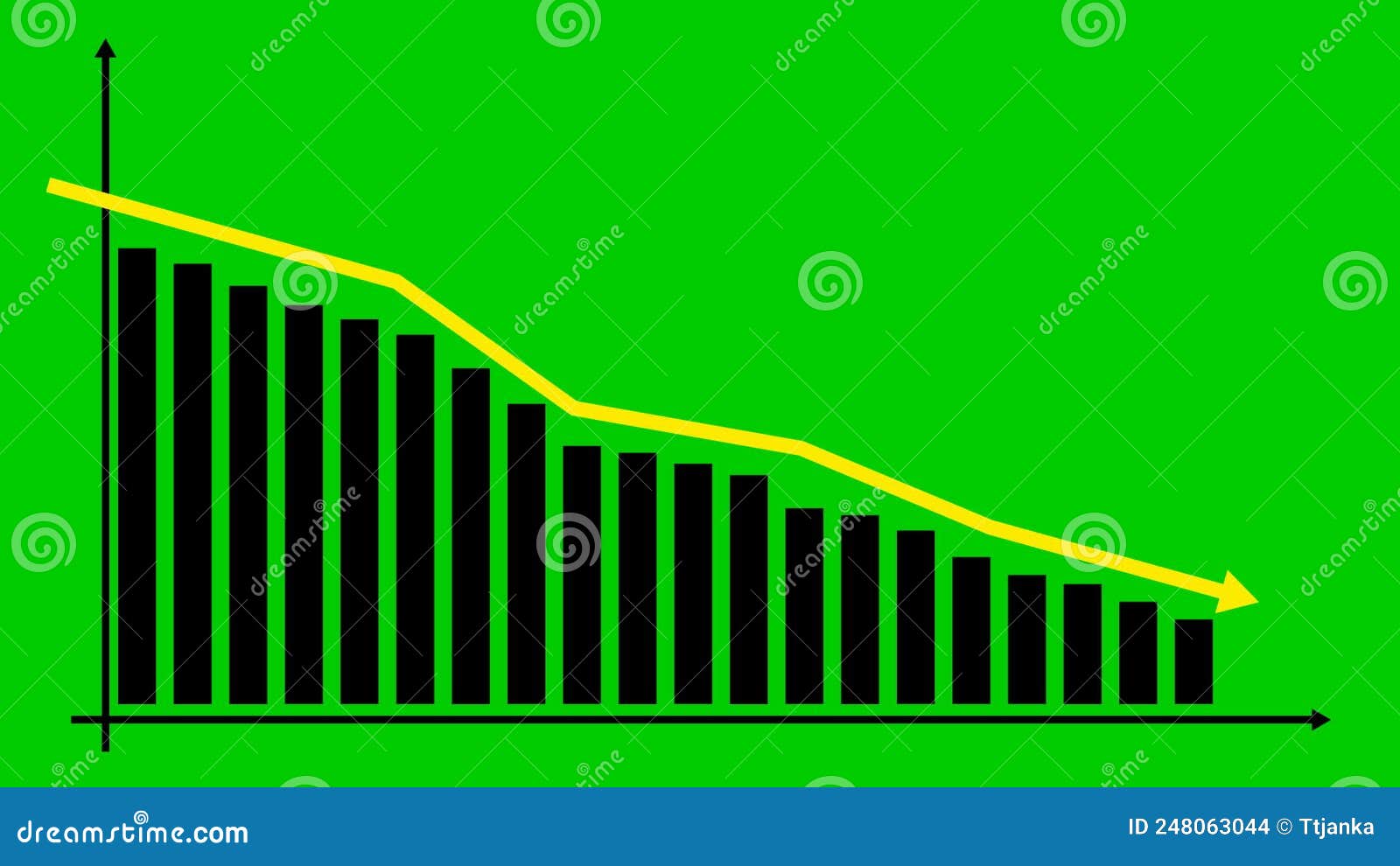 Animated Yellow and Black Chart of Financial Decline with a Trend Line ...