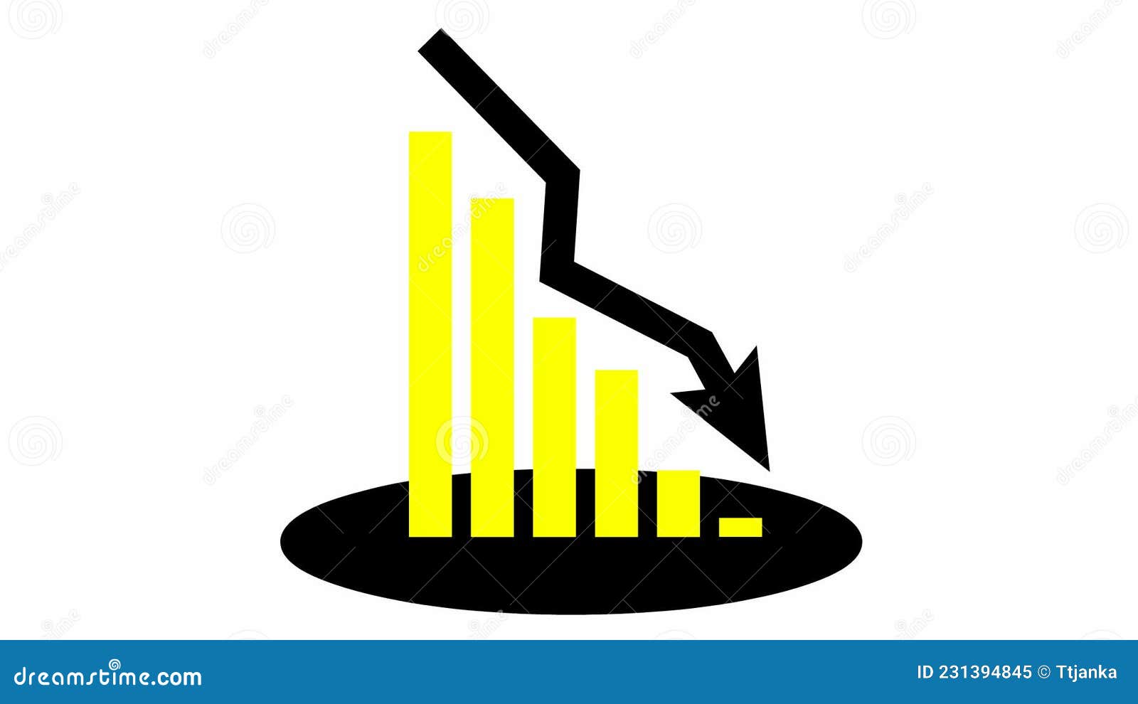 Animated Yellow Chart of Financial Decline with a Trend Line Chart ...