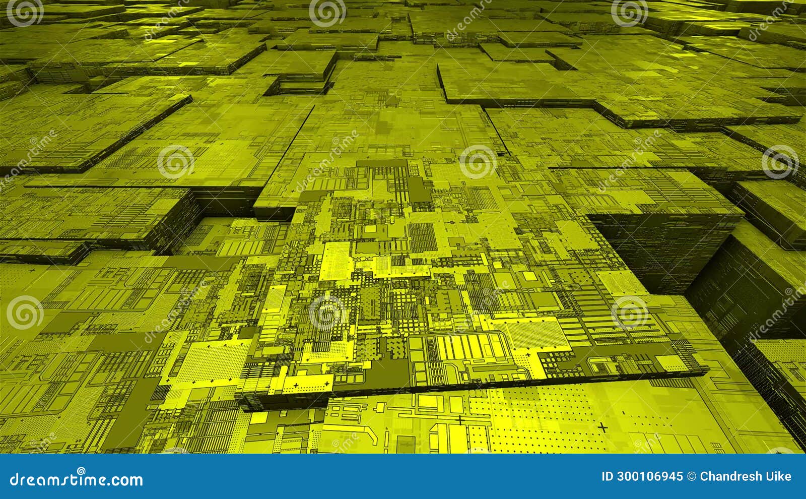 Yellow Computer Chipset Pattern 3d Futuristic Technology Background ...