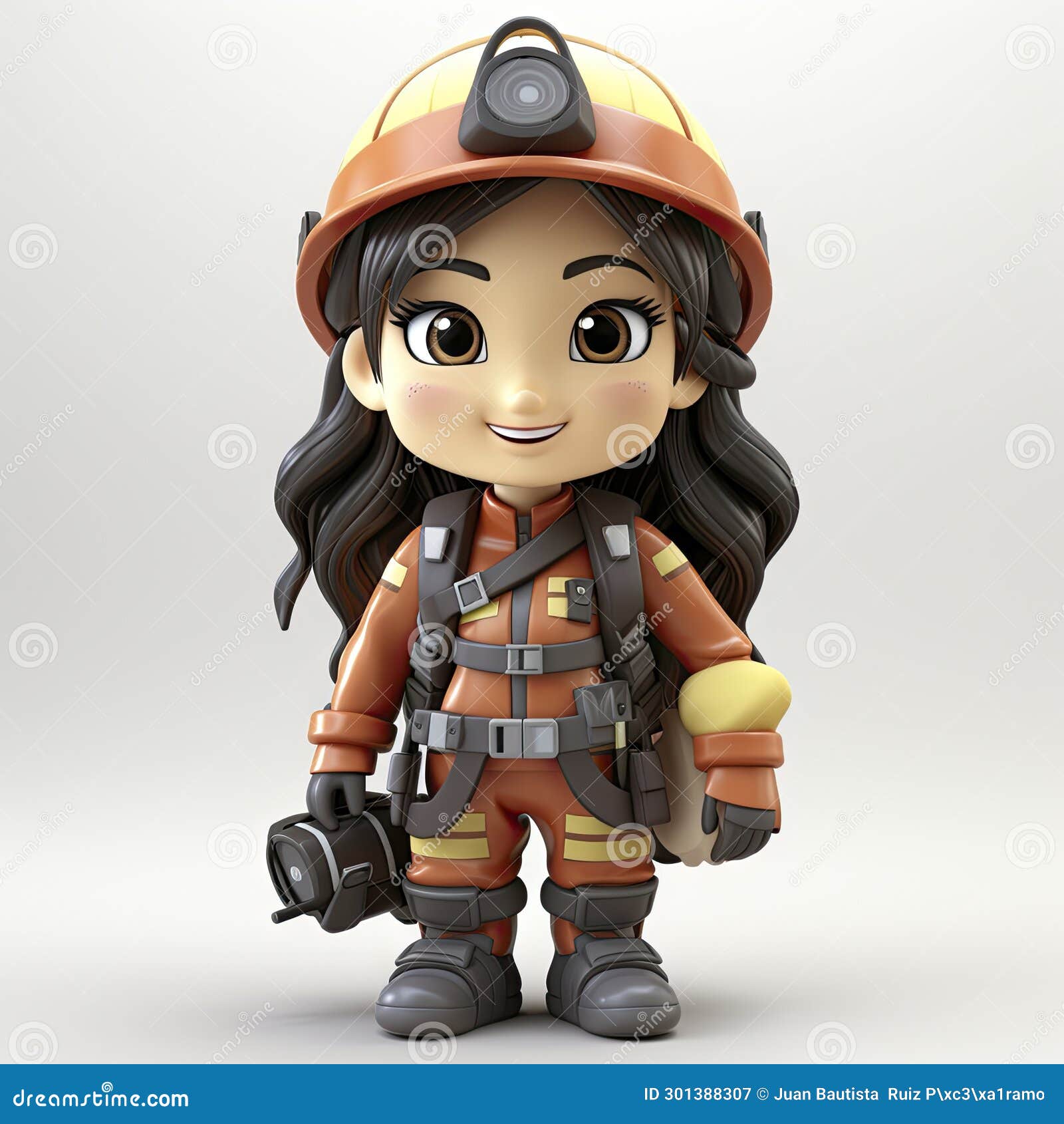 Animated Young Female Miner with Equipment Ready for Work. Stock ...