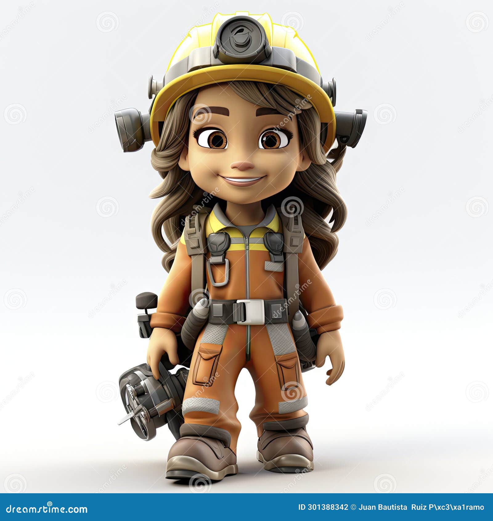 Animated Young Female Miner with Equipment Ready for Work. Stock ...