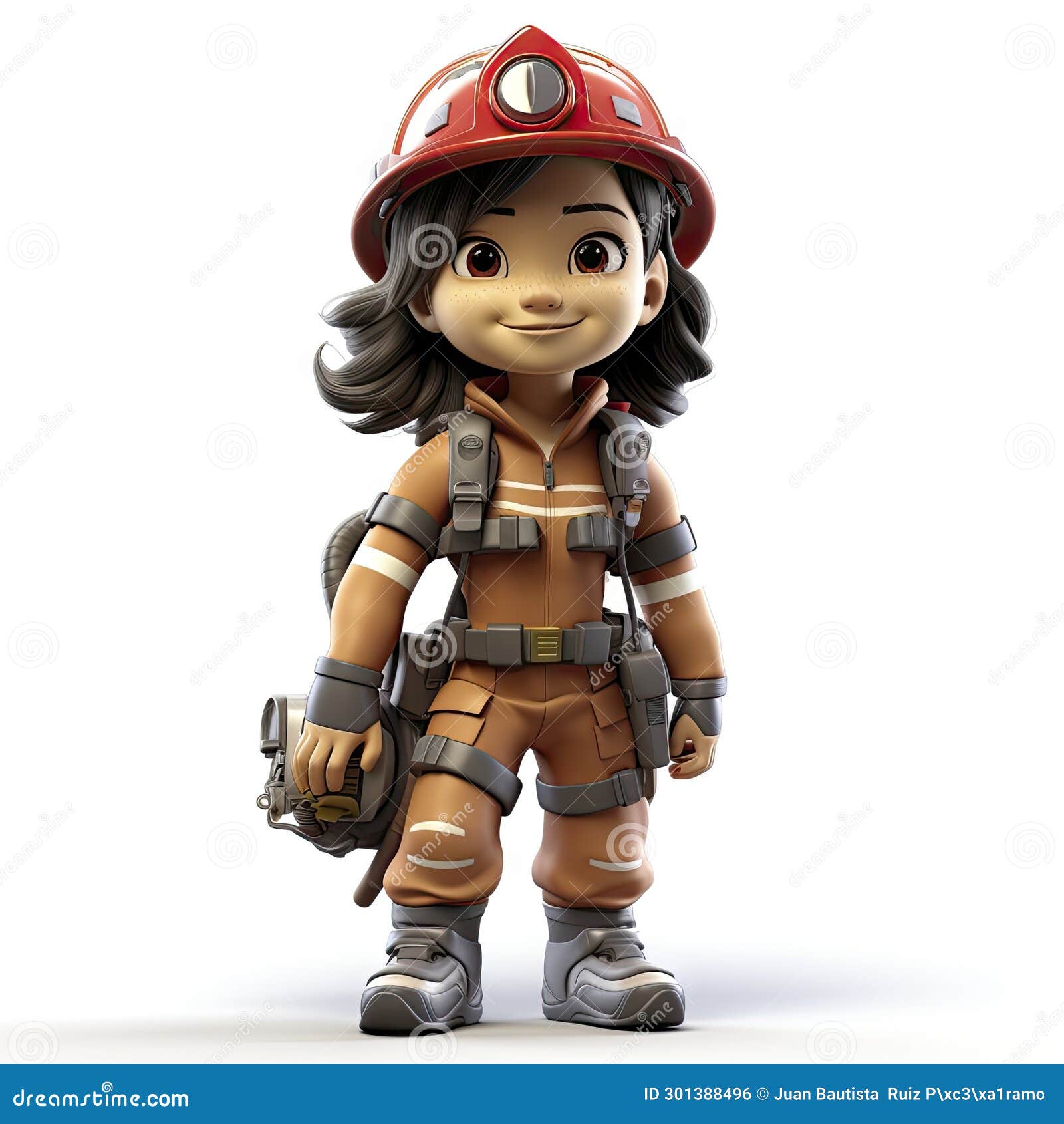 Animated Young Female Miner with Equipment Ready for Work. Stock ...