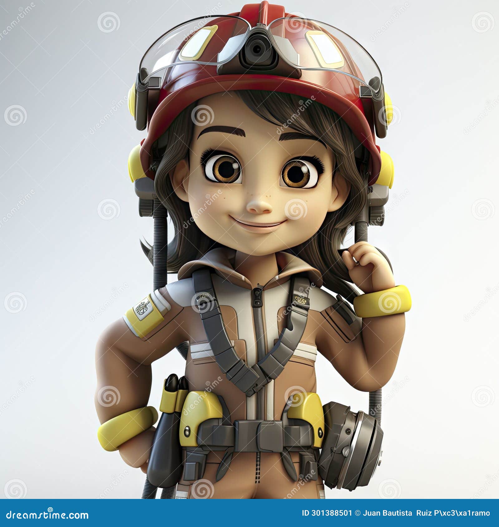 Animated Young Female Miner with Equipment Ready for Work. Stock ...