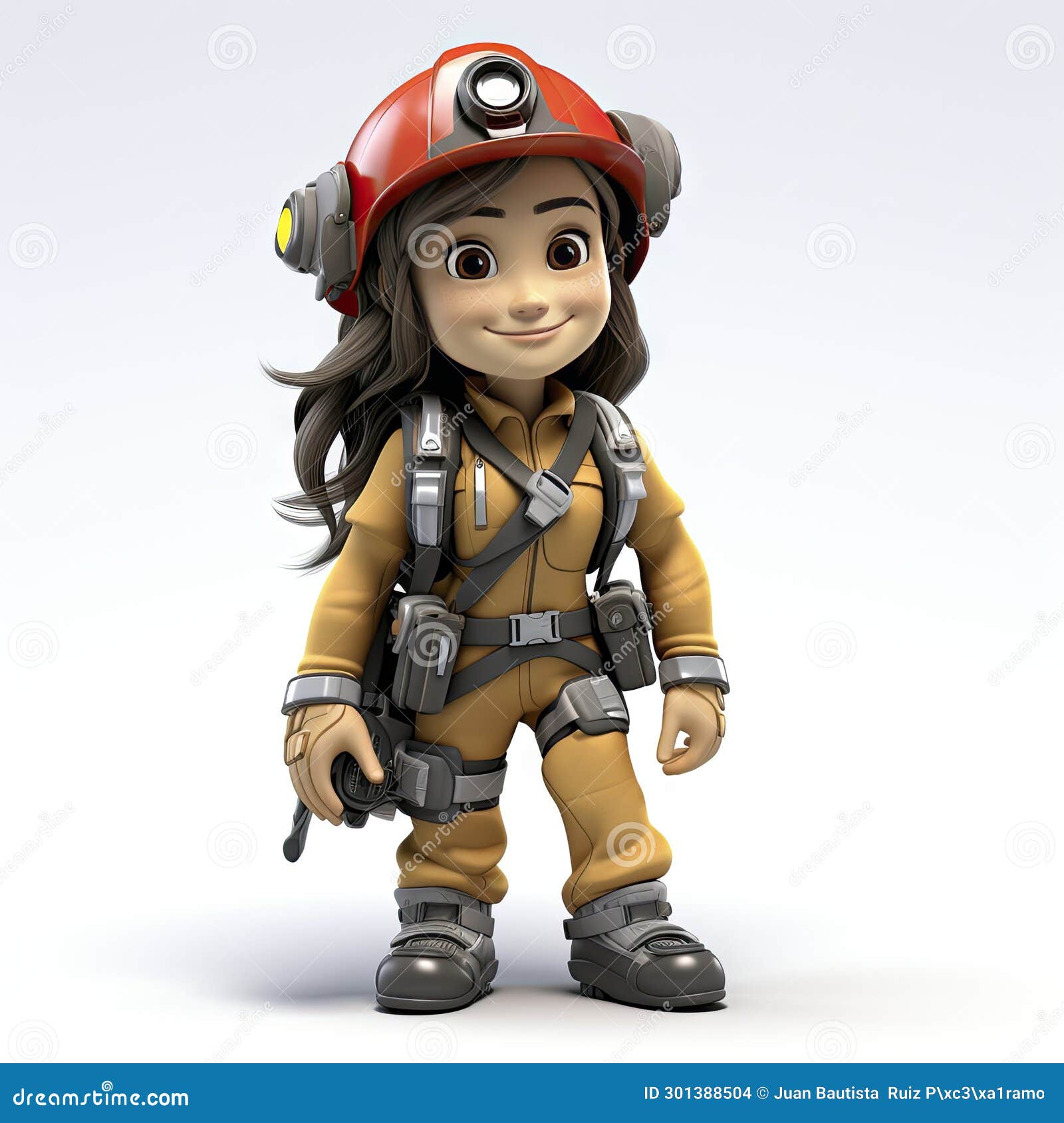 Animated Young Female Miner with Equipment Ready for Work. Stock ...