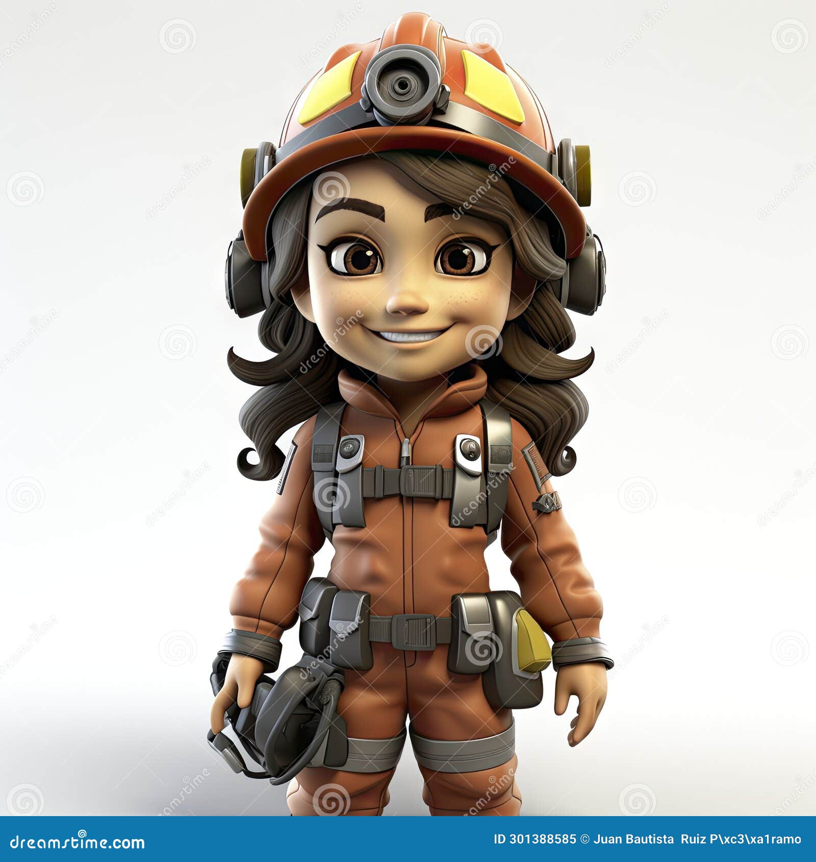 Animated Young Female Miner with Equipment Ready for Work. Stock ...