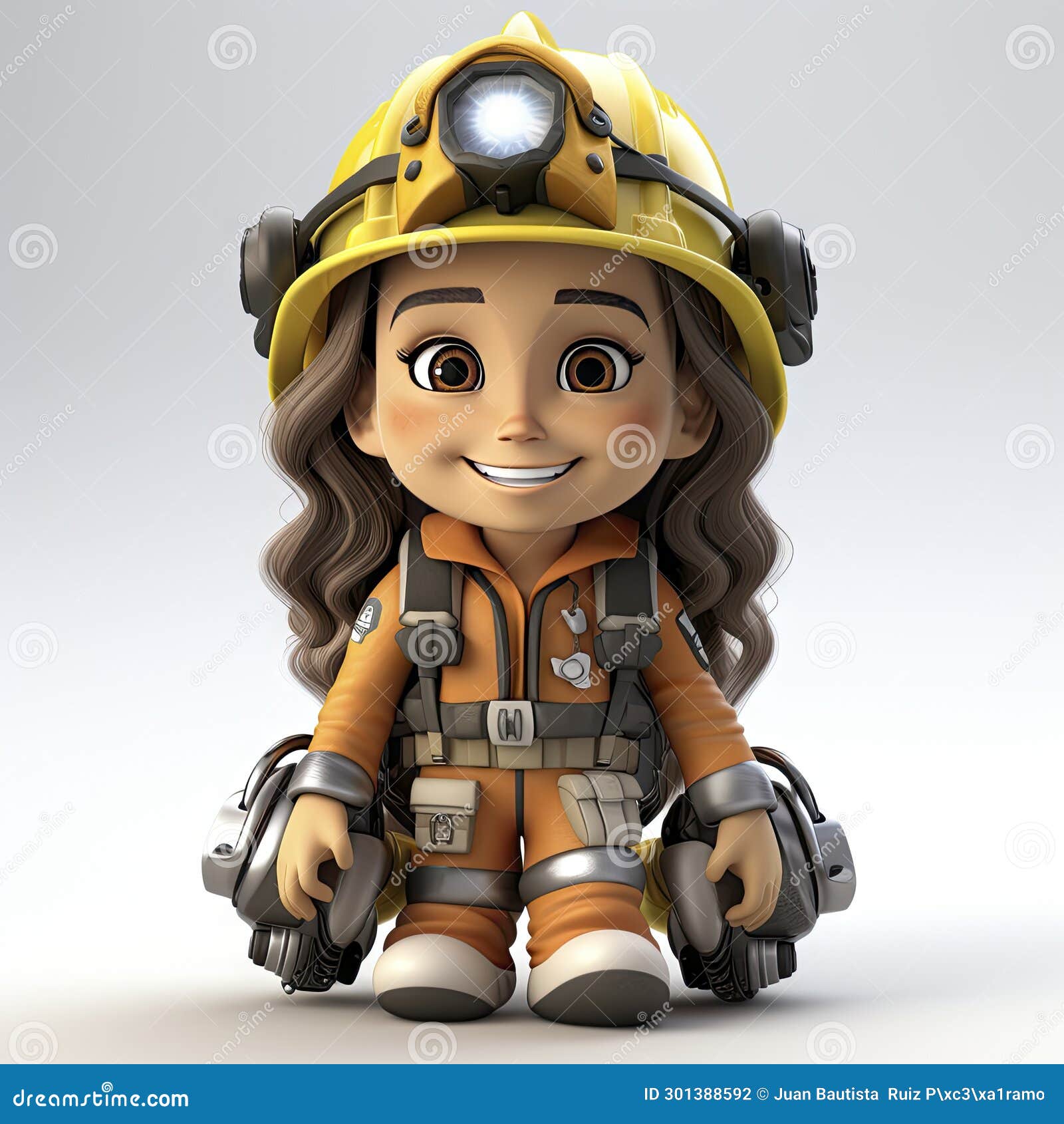 Animated Young Female Miner with Equipment Ready for Work. Stock ...