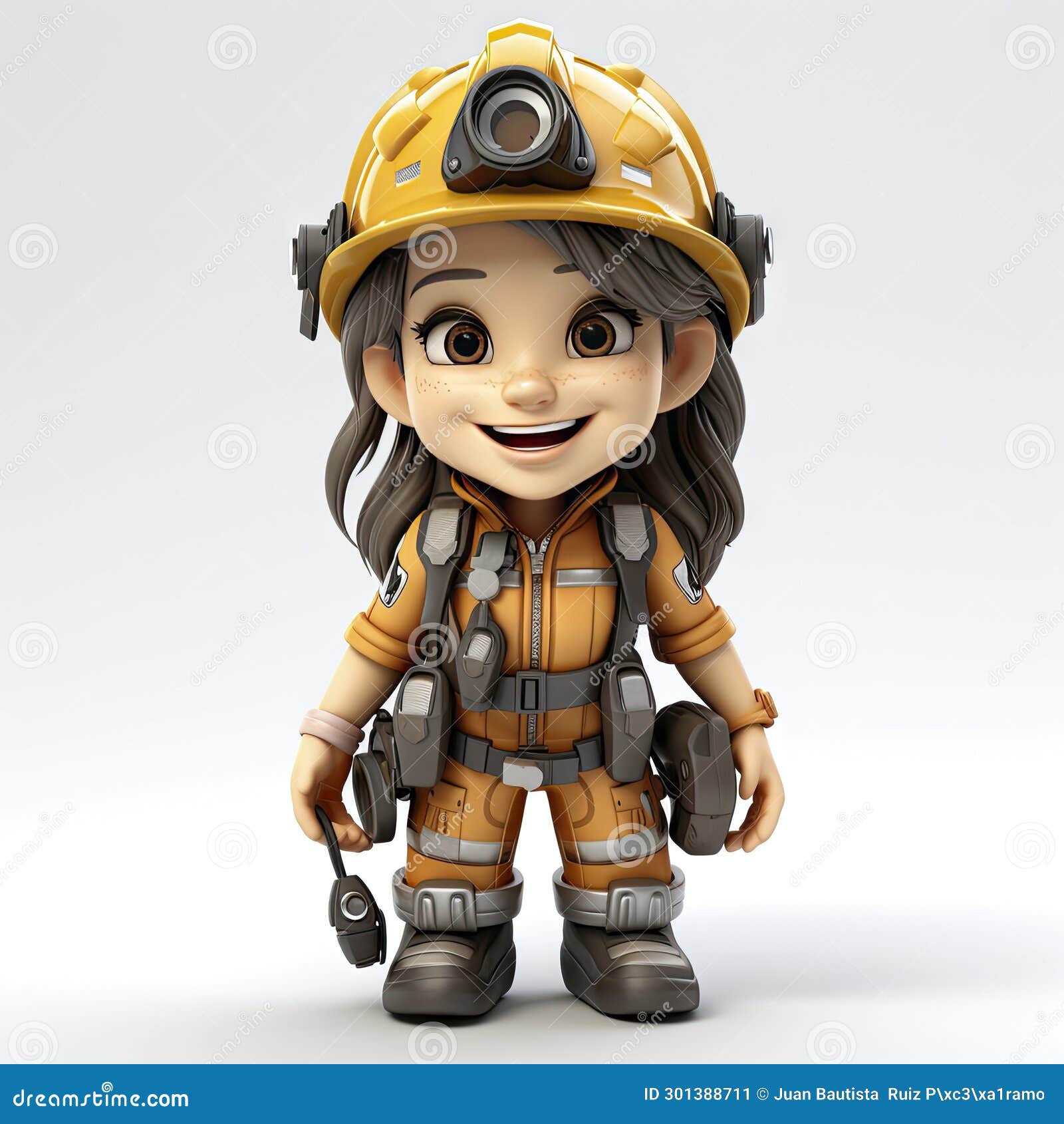 Animated Young Female Miner with Equipment Ready for Work. Stock ...