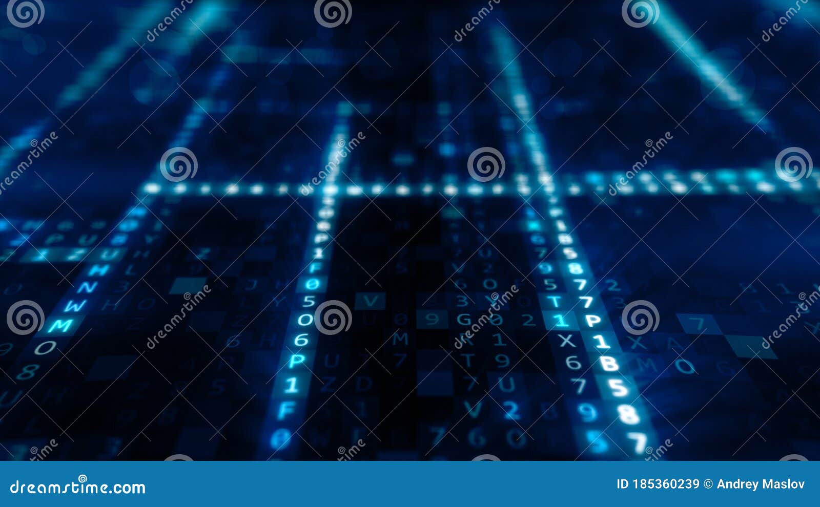 Animation Of Abstract Blue Technology Background Hexadecimal Computer