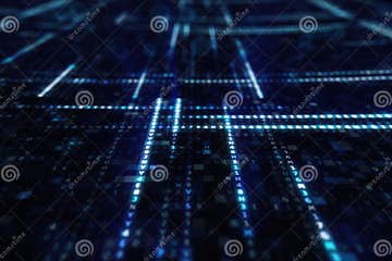 Animation of Abstract Blue Technology Background. Hexadecimal Computer ...