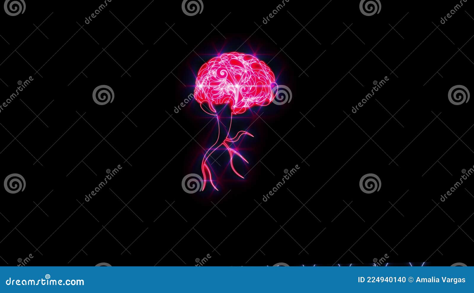 Animation of Abstract Neon Blue Cerebral Cortex between Triangular ...