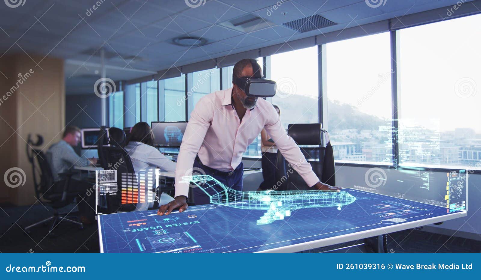 Animation of a Business Man Using a VR Headset in a Modern Office Stock ...