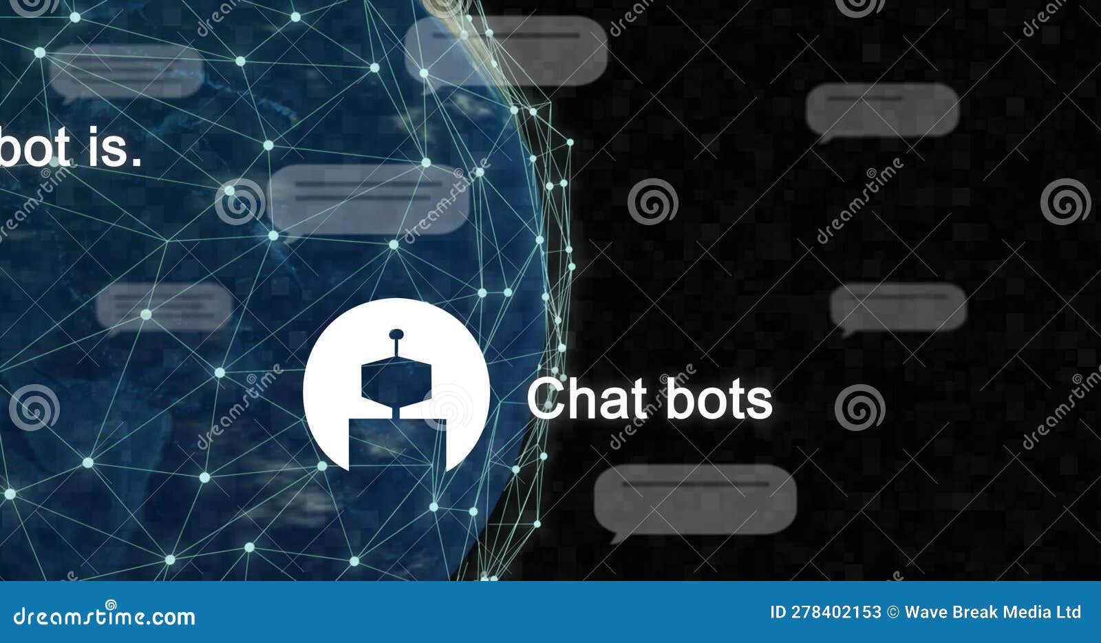 Animation of Ai Chat and Data Processing Over Globe and Connections ...