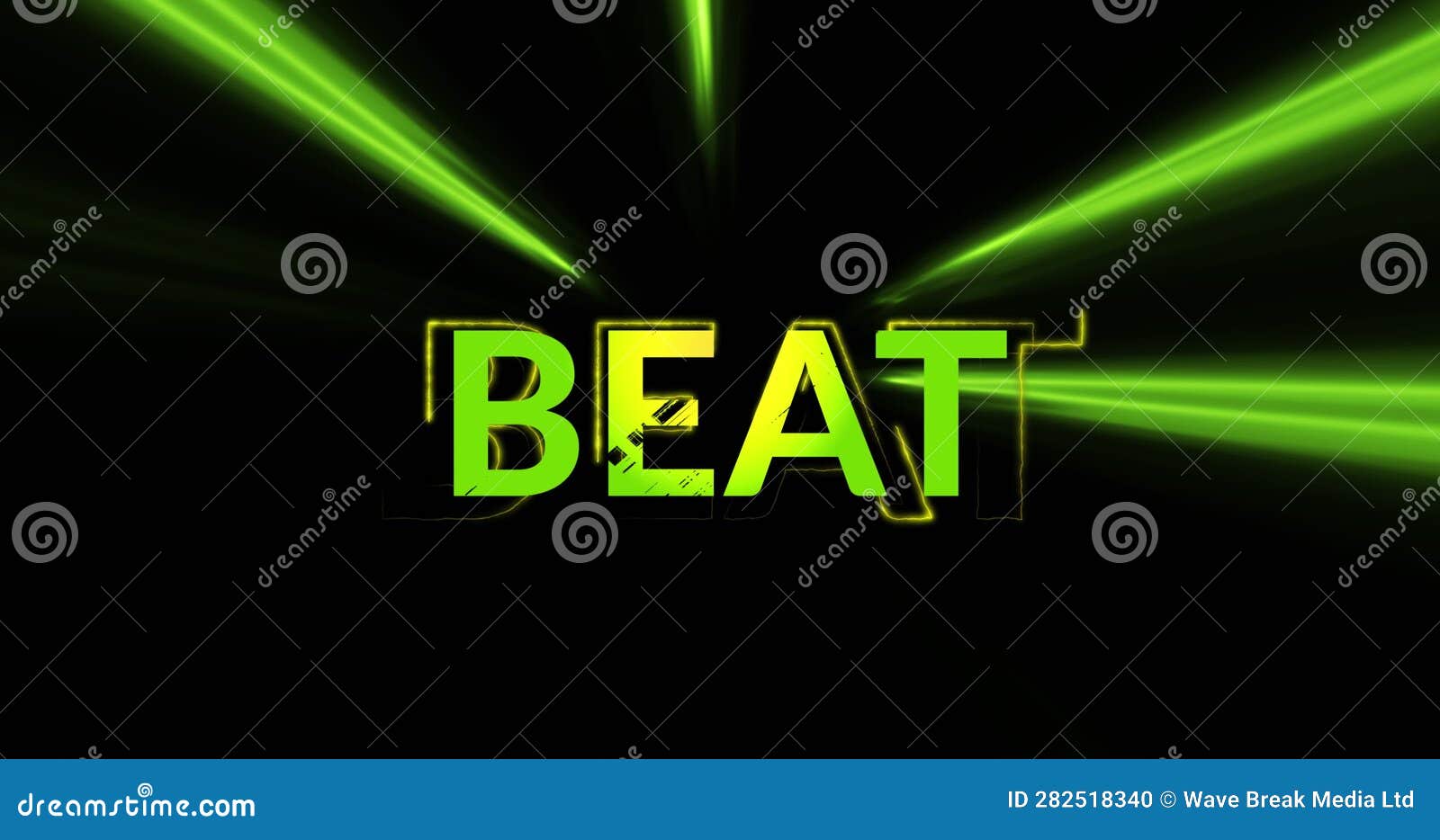Animation of Beat Text Over Neon Light Trails on Black Background Stock ...
