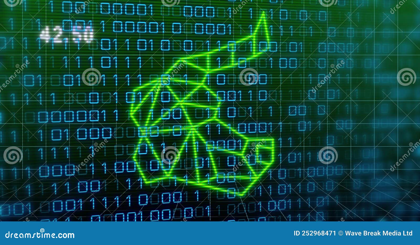 Animation of Binary Code and Bull Head on Green Background Stock Video ...