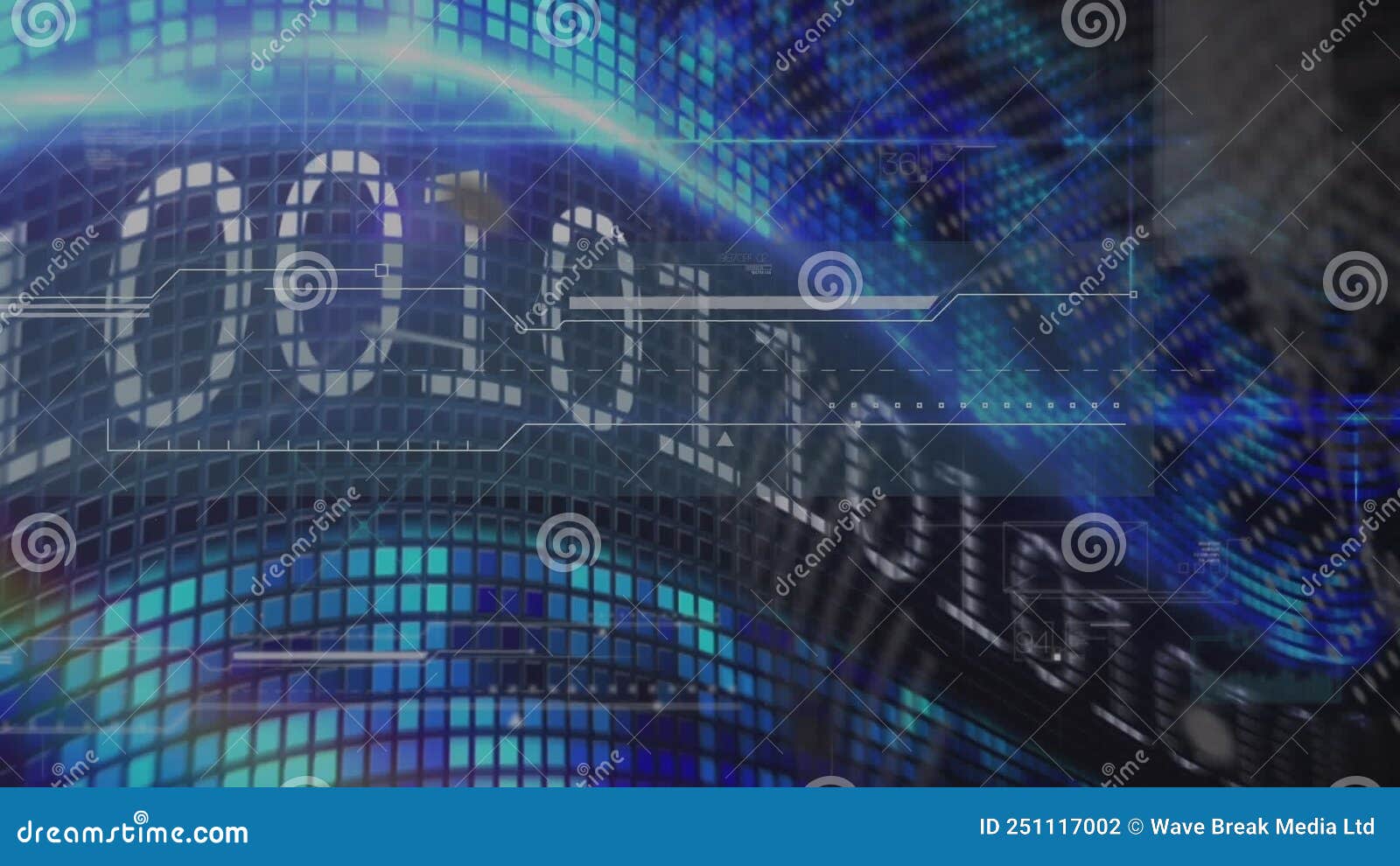 Animation of Binary Code on Digital Screen with Blue Lights Stock ...