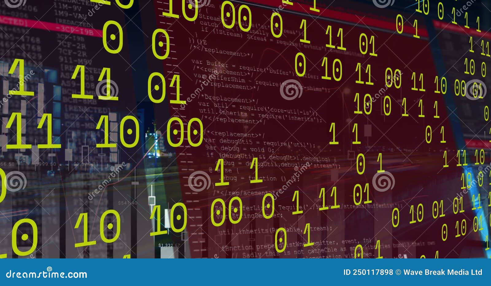 Animation of Binary Code Over Timelapse with Night Road Traffic Stock ...