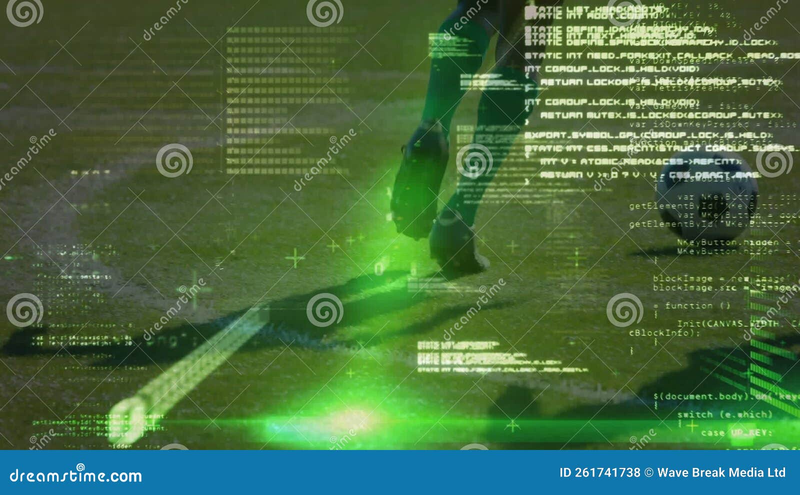 Animation Of Binary Coding Data Processing Over Football Players Stock Footage Video Of
