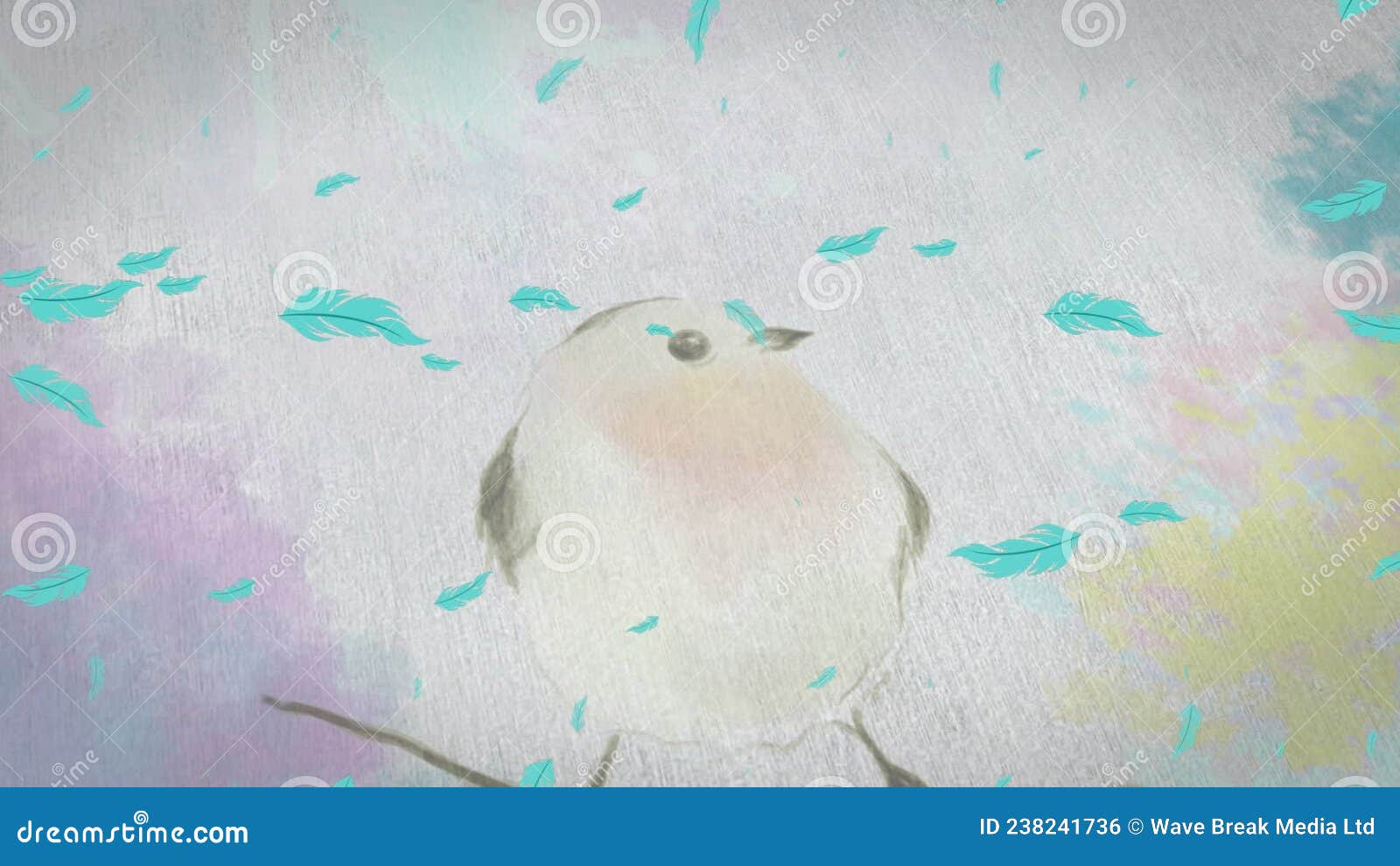 Animation of Bird Drawing Over Multiple Feathers Falling Stock Footage ...