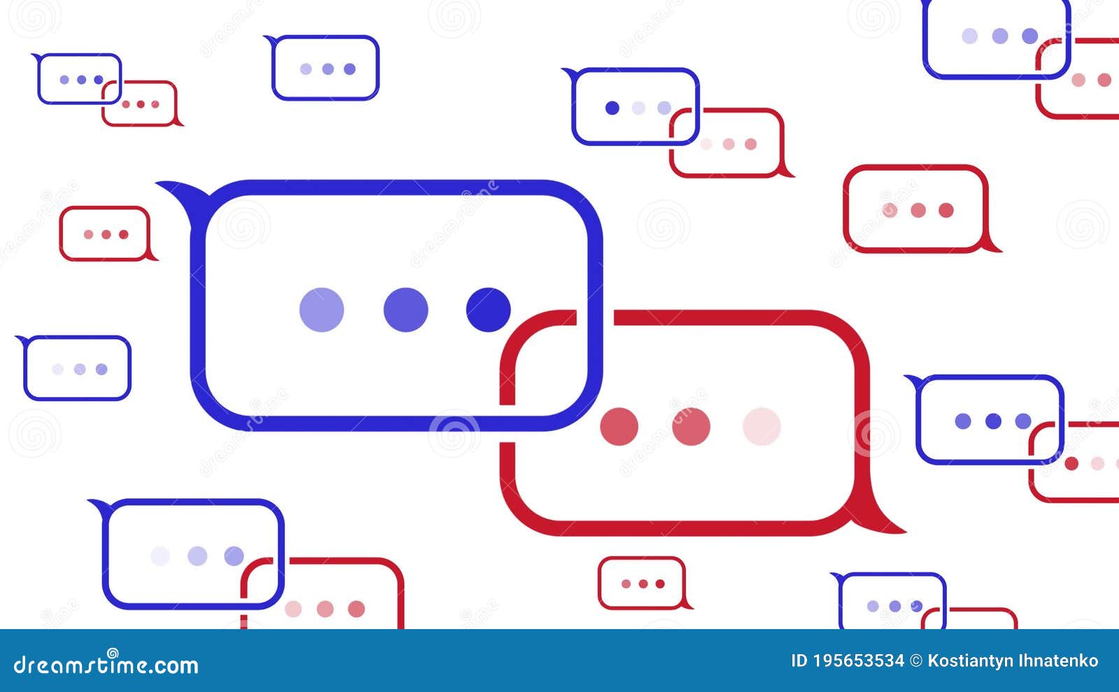 Animation. Blue and Red Rectangular Speech Bubbles with Ellipsis ...