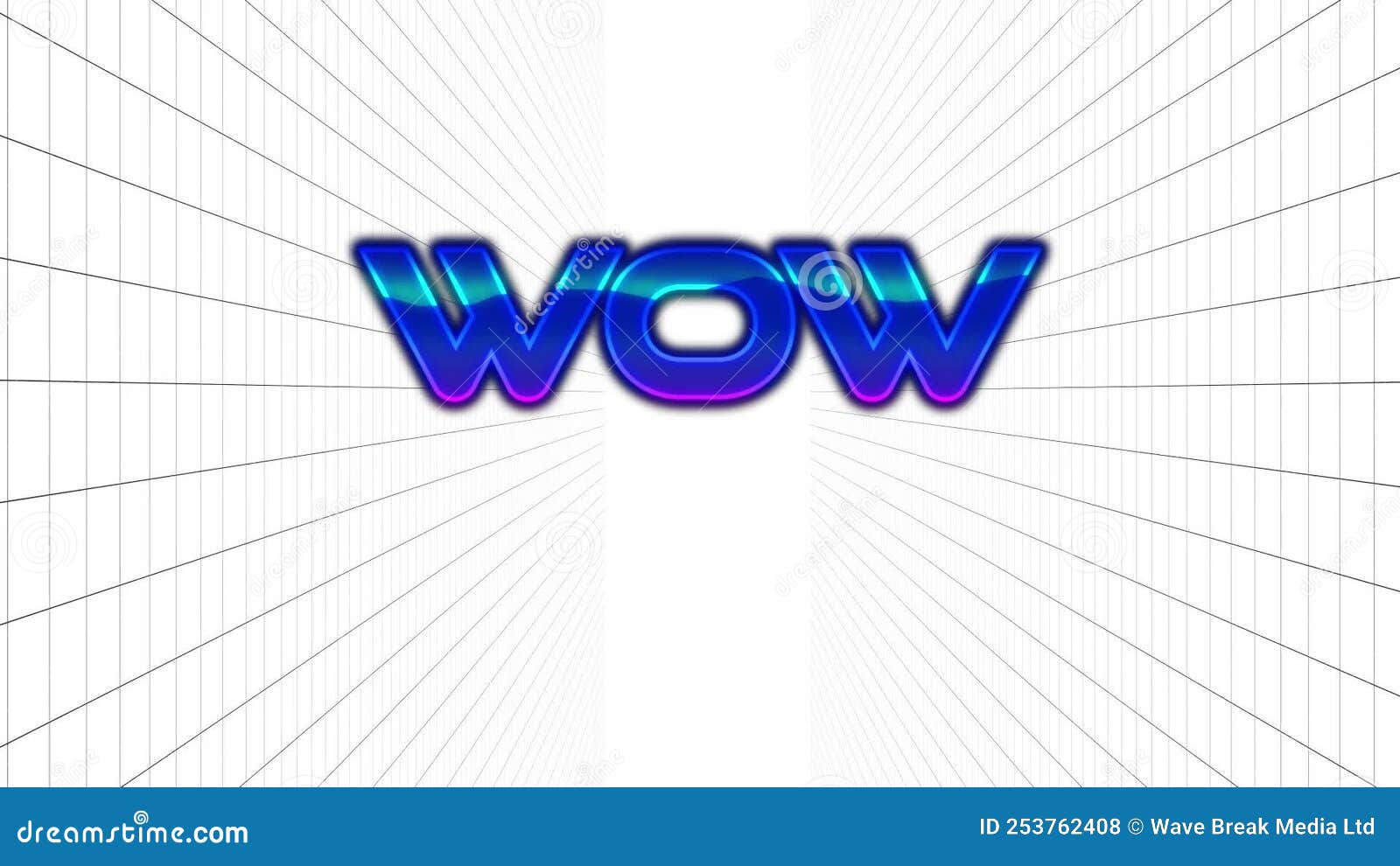 Animation of Blue Wow Text Amidst Grid Patterns Against White ...