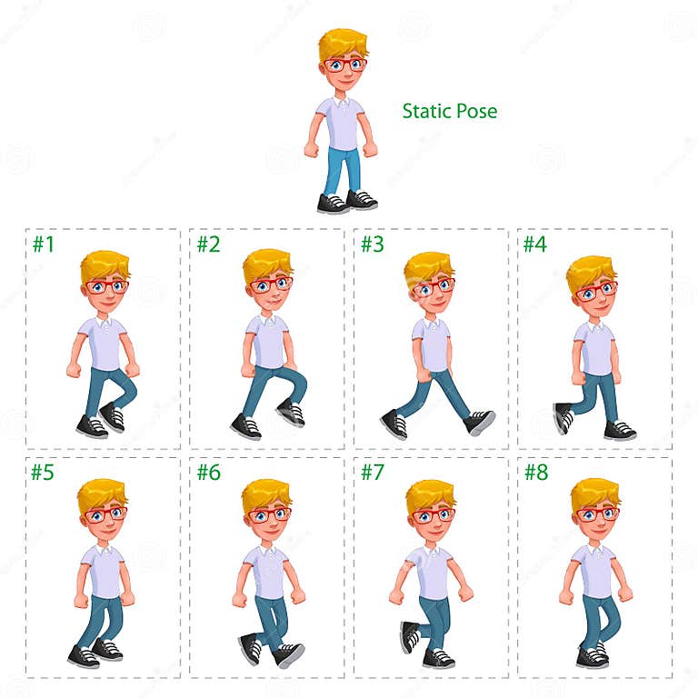 Animation of boy walking. stock vector. Illustration of walk - 46269948