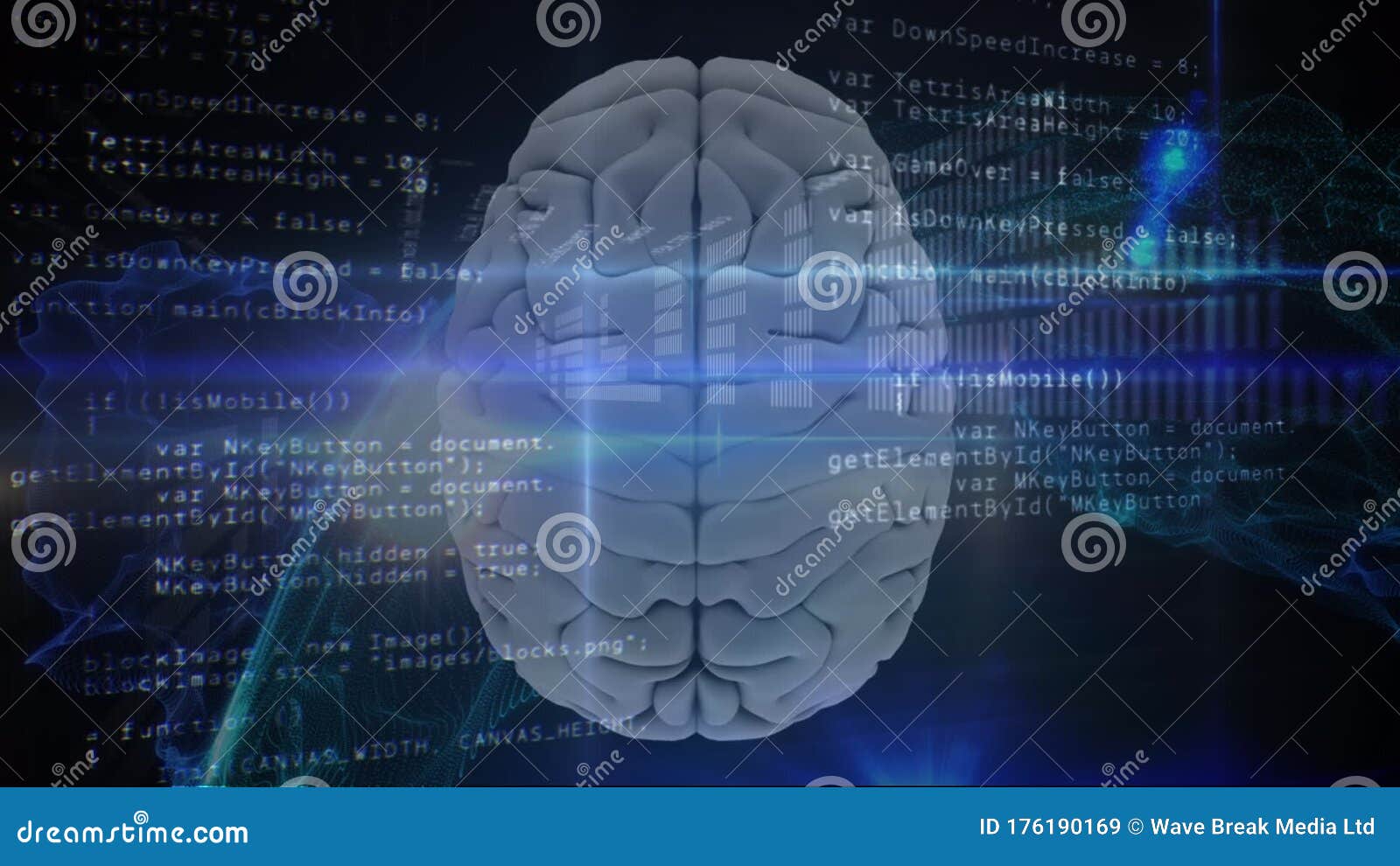 Animation of Brain with Technology and Data Processing Stock Video ...