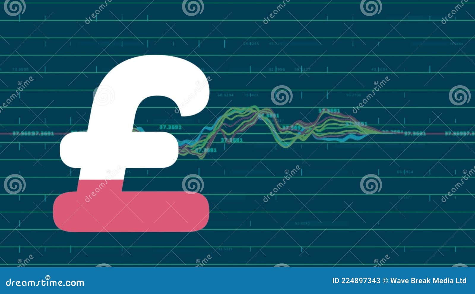 Animation of British Pound Sign Over Financial Data Processing Stock ...