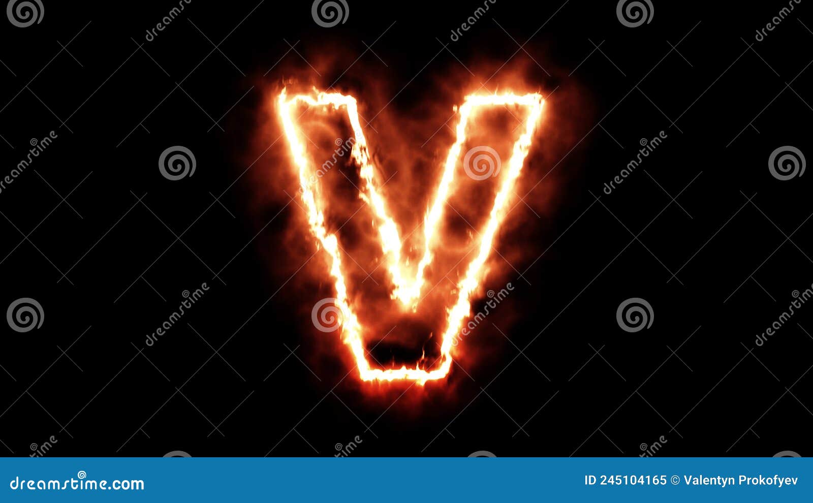 Animation Burning Letter V on a Black Background. Stock Video - Video ...