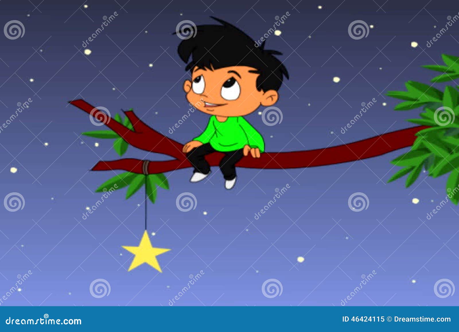 Animation of Cartoon Boy Wishing on a Star Stock Video - Video of ...