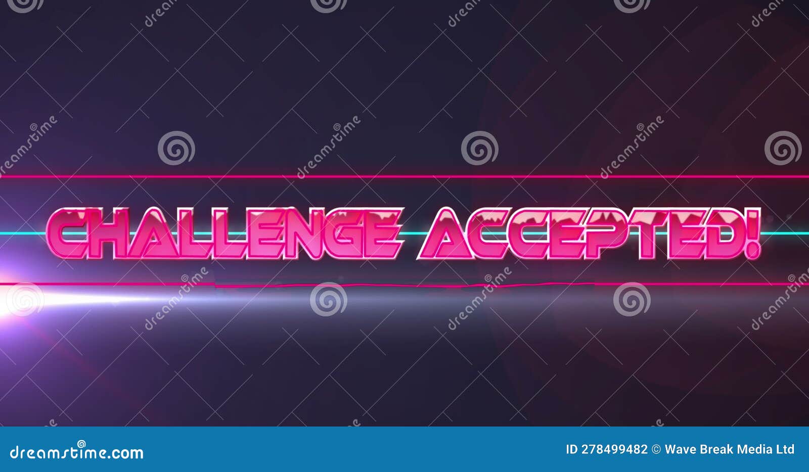 Animation of Challenge Accepted Text Over Neon Lines and Light Trails ...