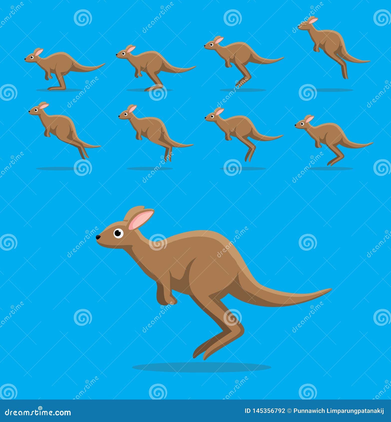 Animal Animation Sequence Cute Kangaroo Jumping Cartoon Vector Stock ...