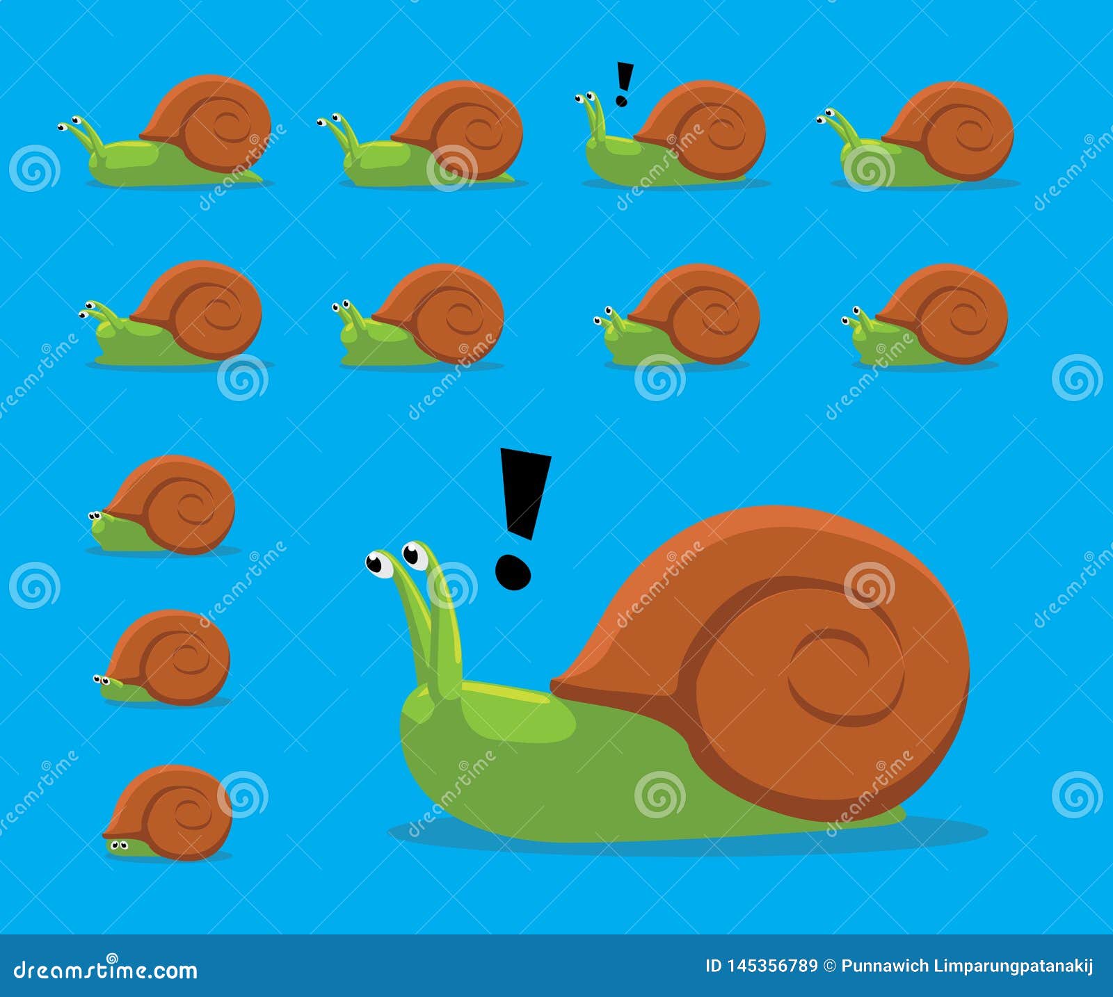 Animal Animation Sequence Snail Shell Hiding Cartoon Vector Stock ...