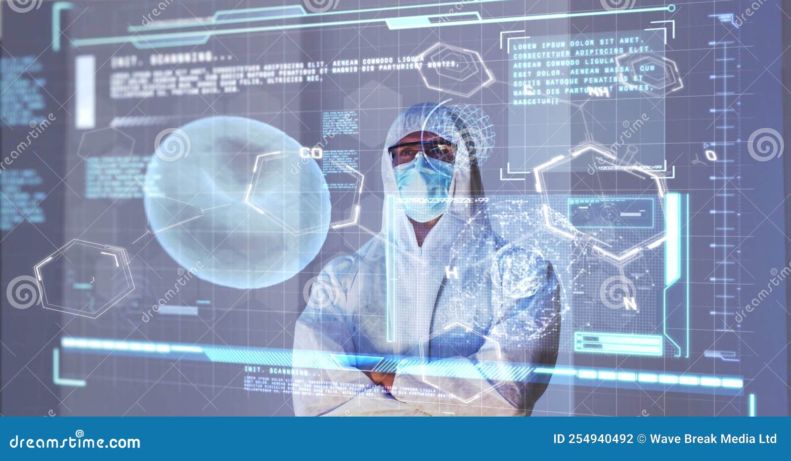 Animation of Chemical Formula and Data Processing Over Caucasian Doctor ...
