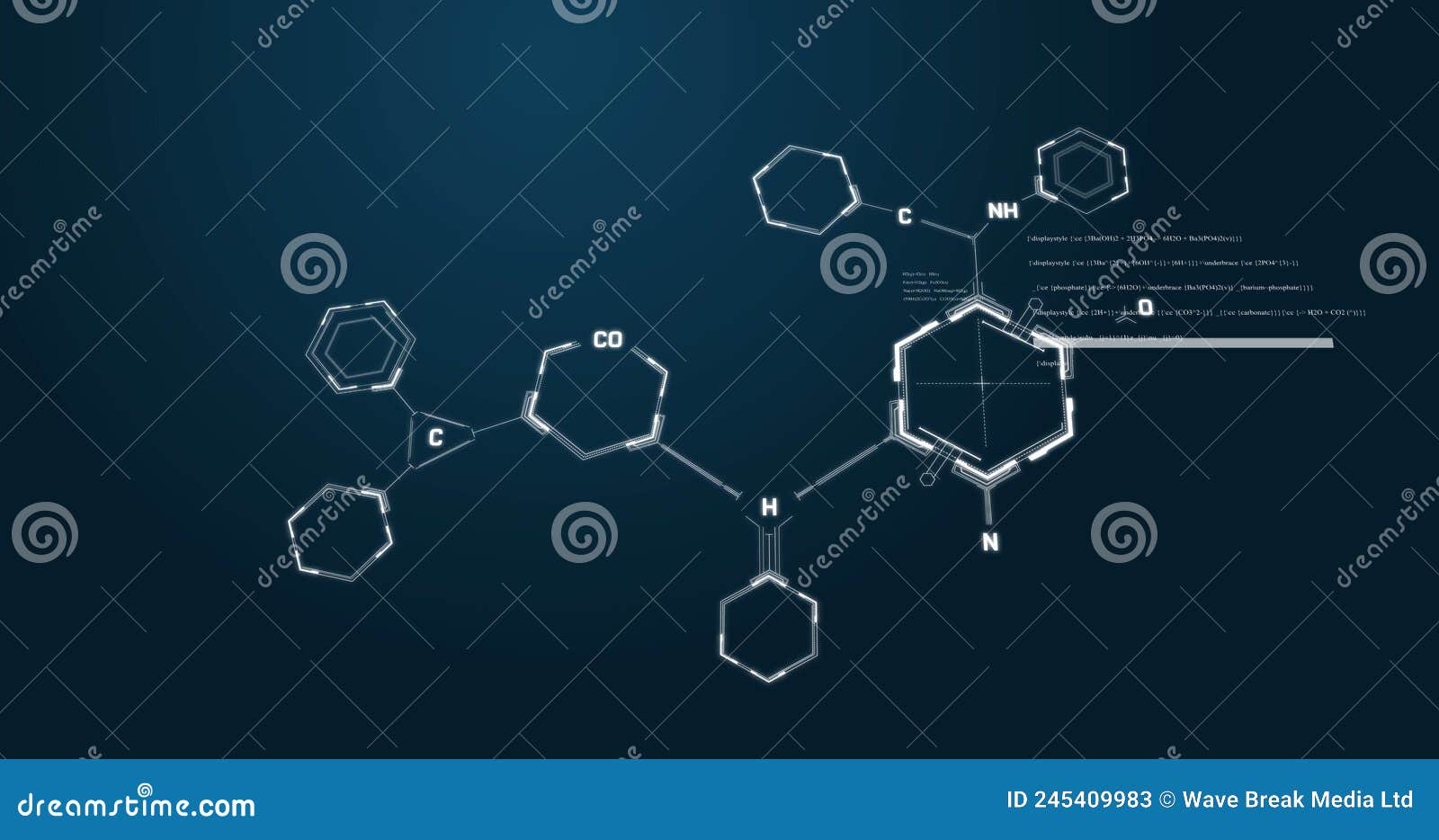 Animation of Chemical Formula Structures Moving on Blue Background ...
