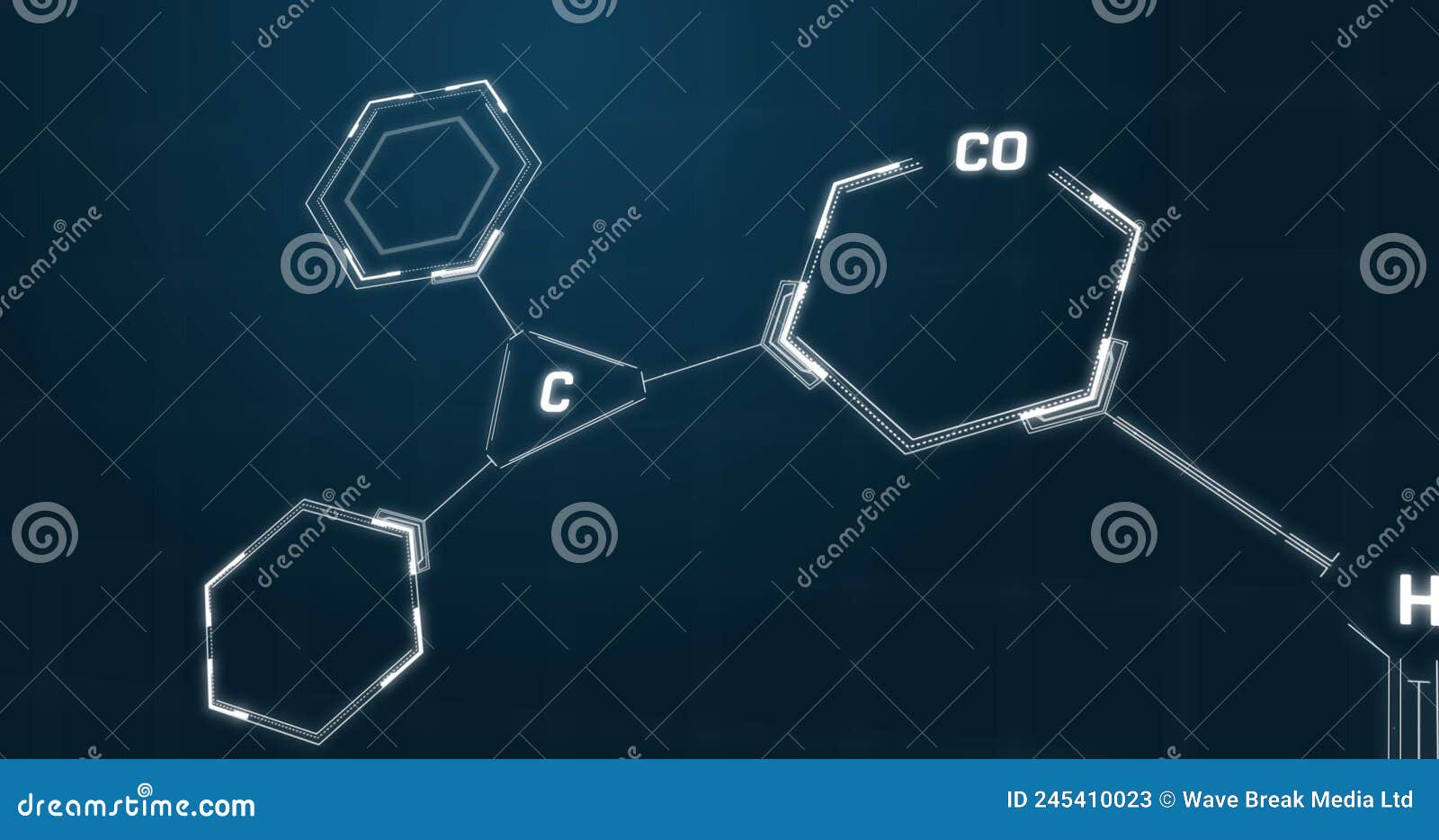 Animation of Chemical Formula Structures Moving on Blue Background ...