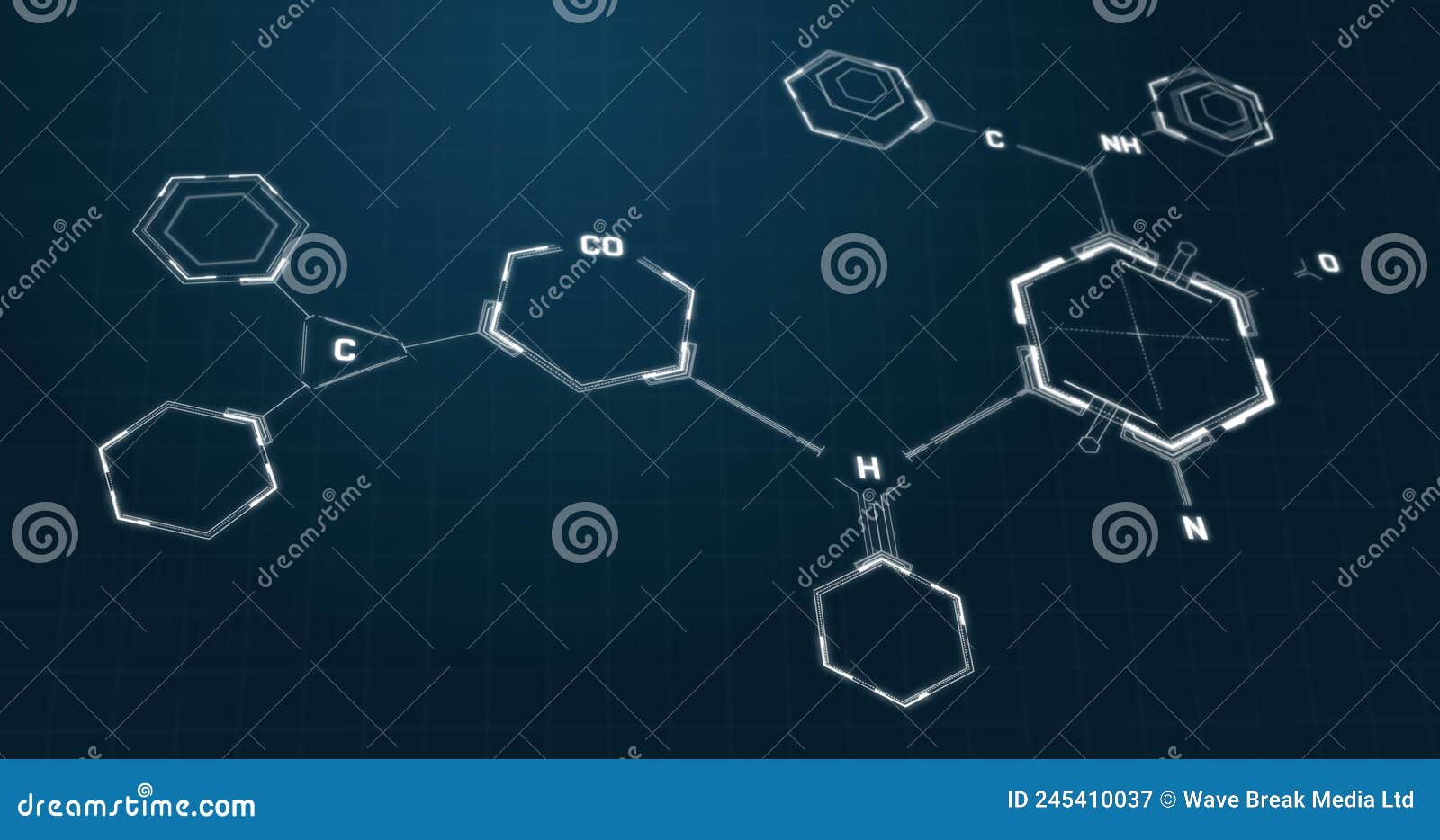 Animation of Chemical Formula Structures Moving on Blue Background ...