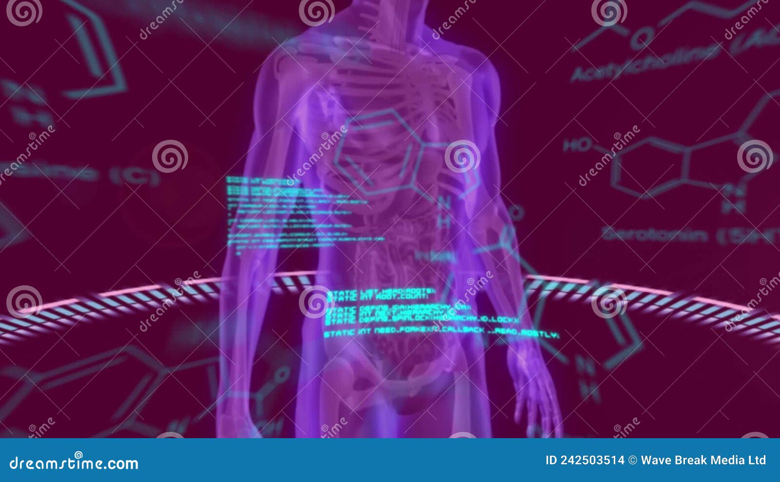 Animation of Chemical Formulas and Data Processing Over Rotating Human ...