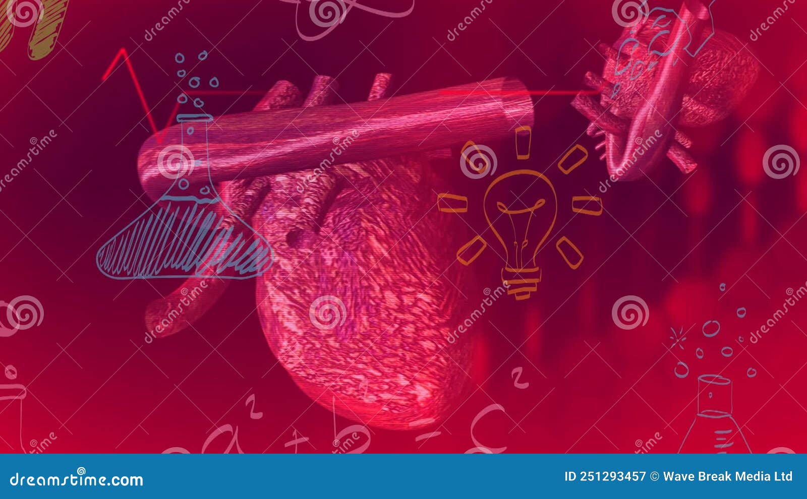 Animation of Chemical Formulas Over Human Heart Model on Dark ...