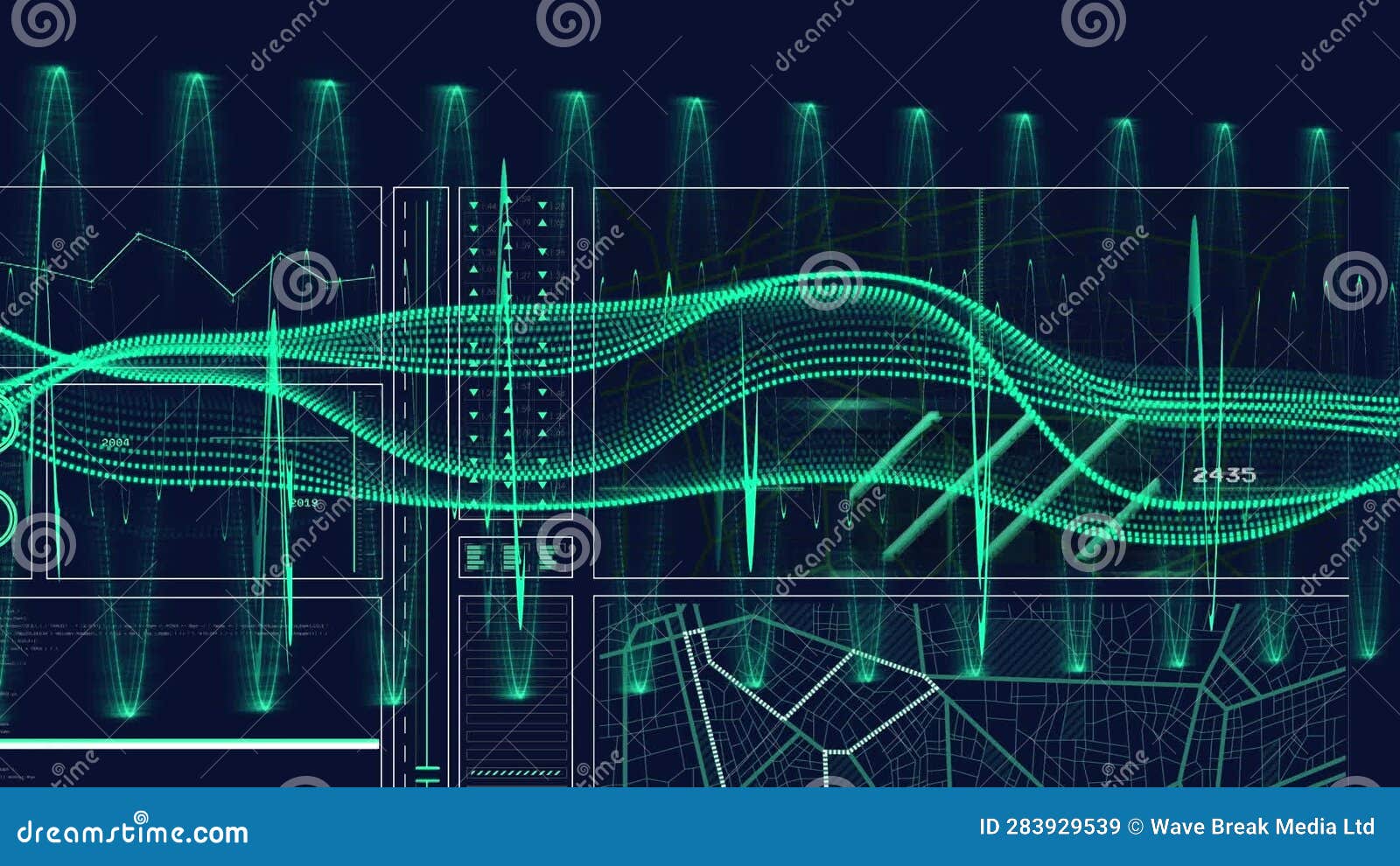 Animation of Circles Around Dots Forming Dynamic Wave Pattern Over Graph and Navigation Pattern ...