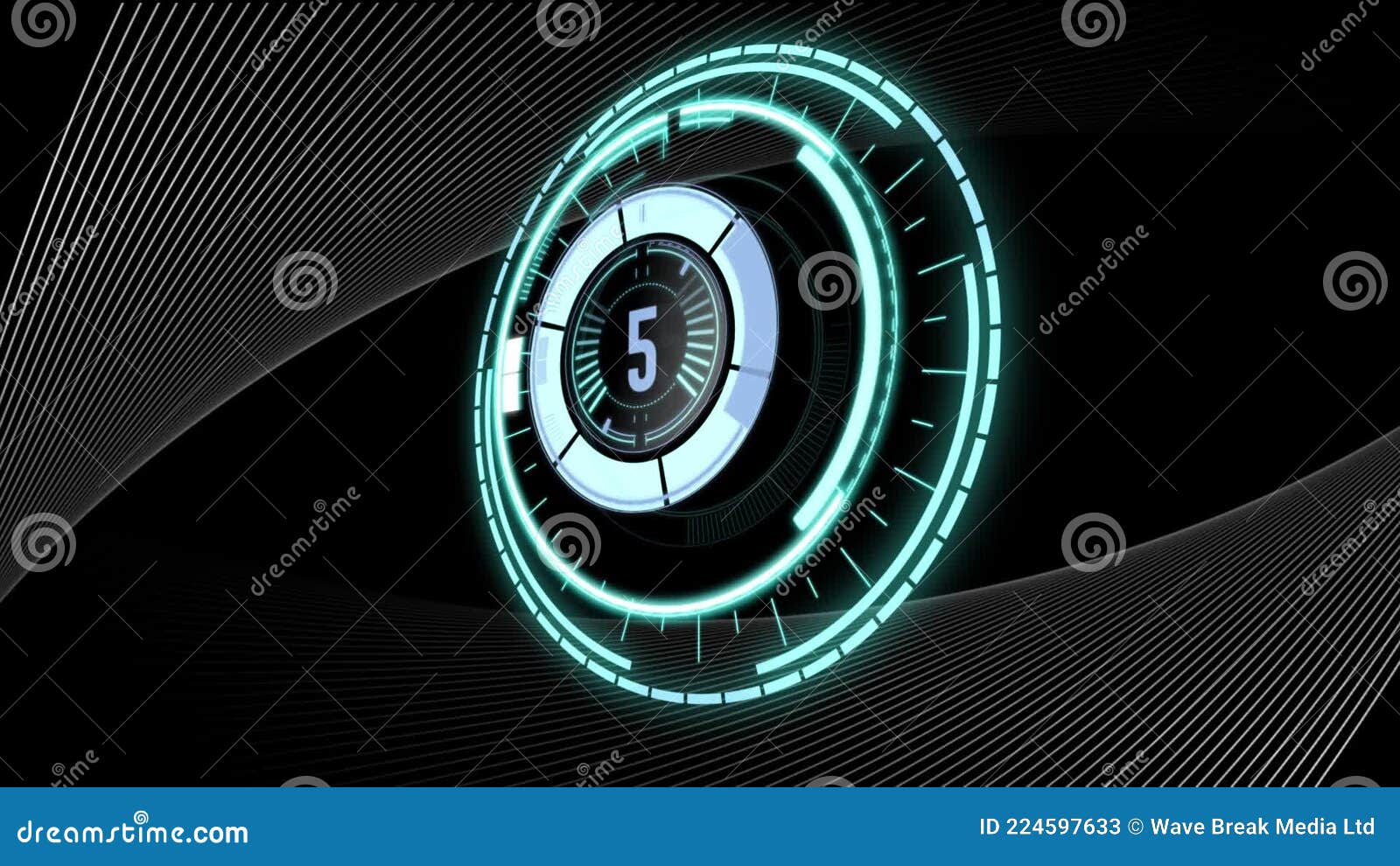 Animation of Circular Scanner with Countdown Over White Parallel Curved ...