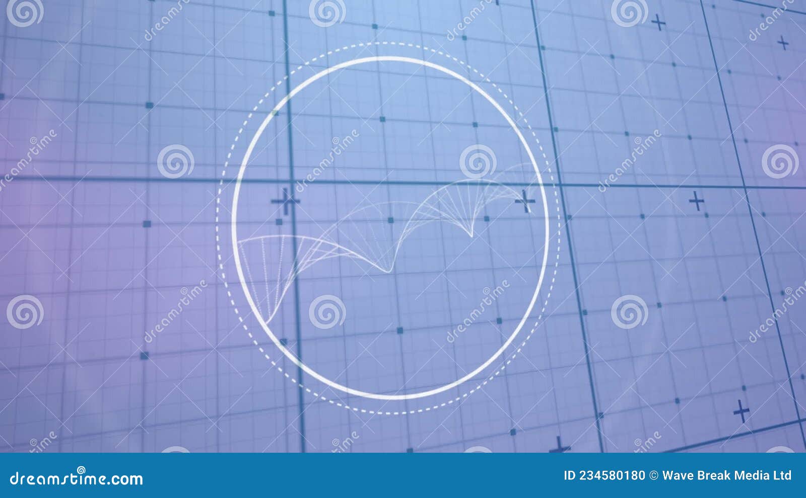 Animation of Circular Scanner with Rotating Dna Helix Over Blue Grid on ... Animation of Circular Scanner with Rotating Dna Helix Over Blue Grid on ...