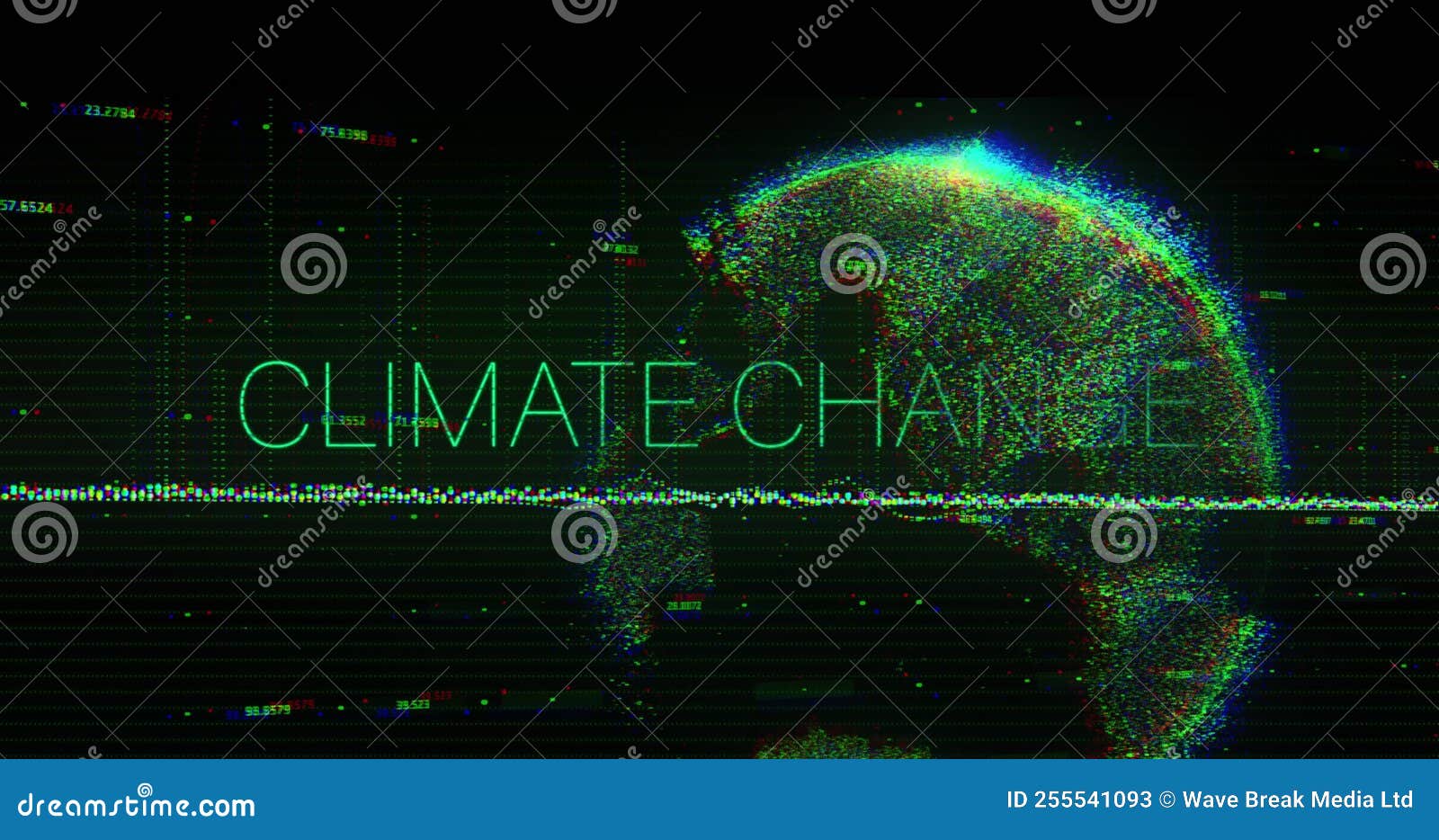 Animation of Climate Change Text Over Data Processing and Globe Stock ...