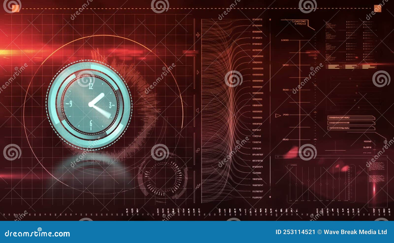 Animation of Clock and Data Processing on Screen Stock Video - Video of ...