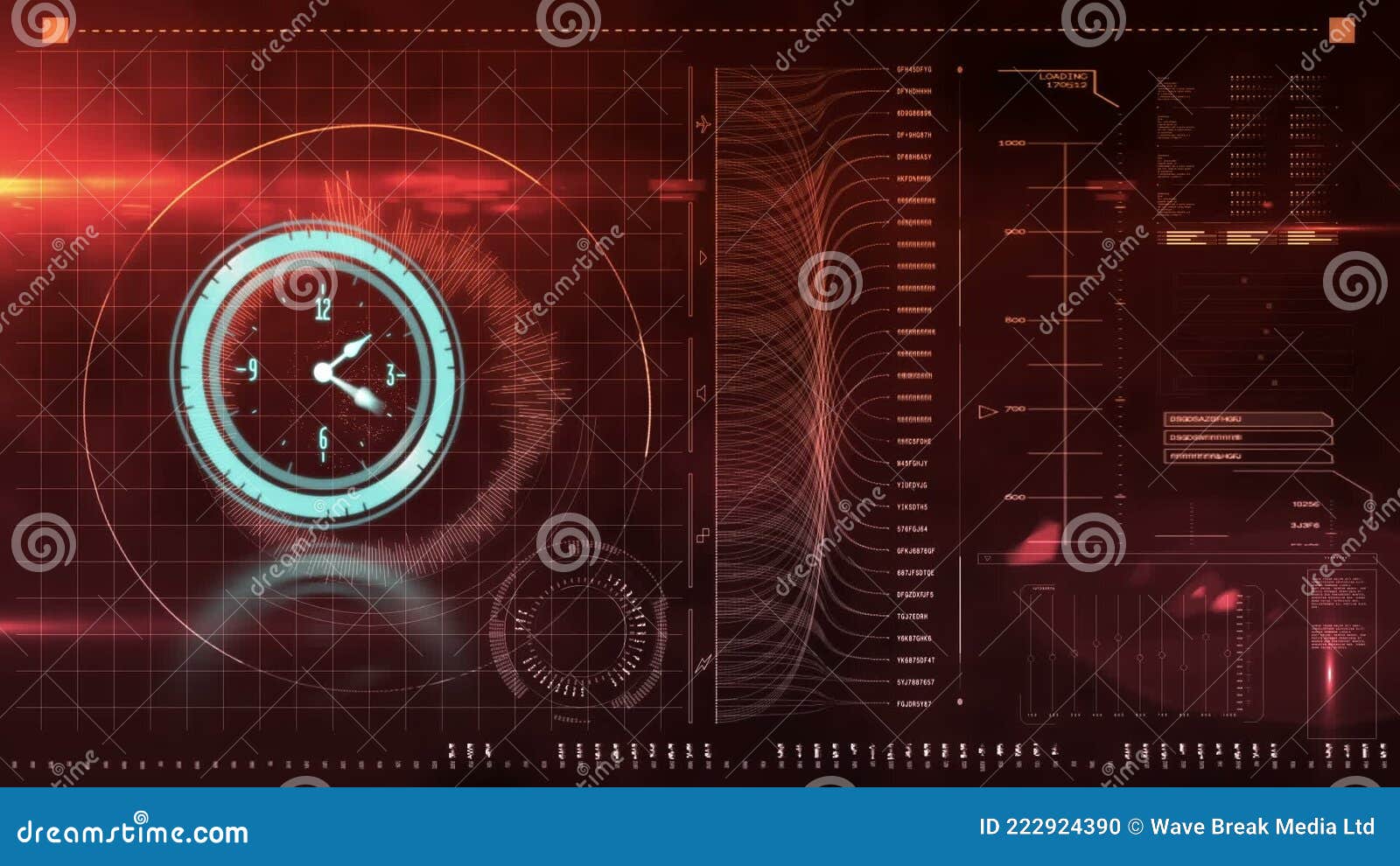 Animation of Clock Moving Fast and Data Processing on Digital Screen ...